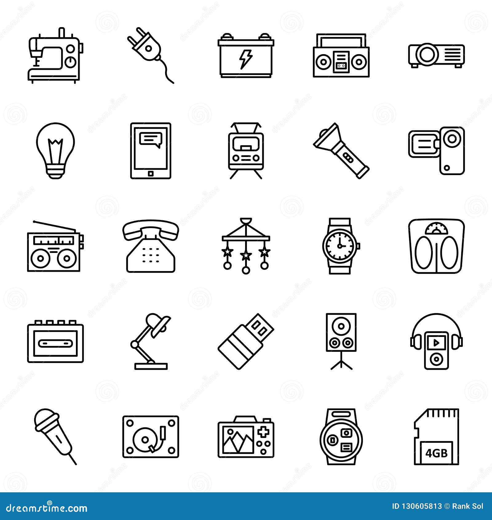 Electronics Equipment Isolated Vector Icons Set that Can Be Easily ...