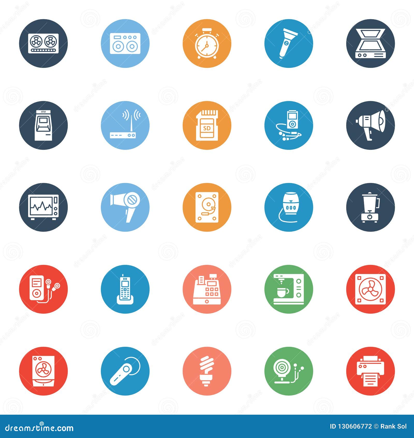Electronics Equipment Isolated Vector Icons Set that Can Be Easily ...
