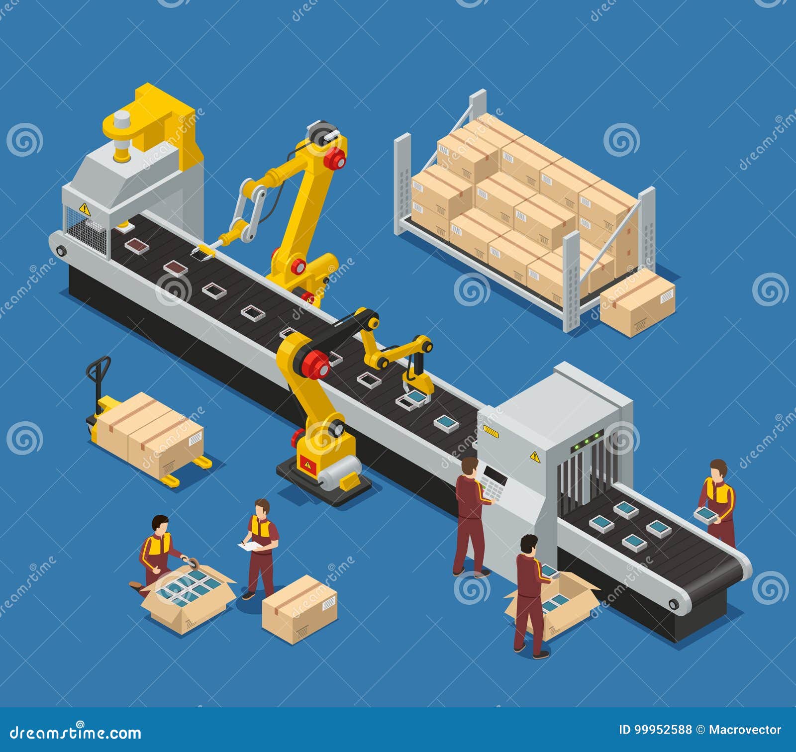 Electronics Factory Isometric Composition Stock Vector - Illustration ...