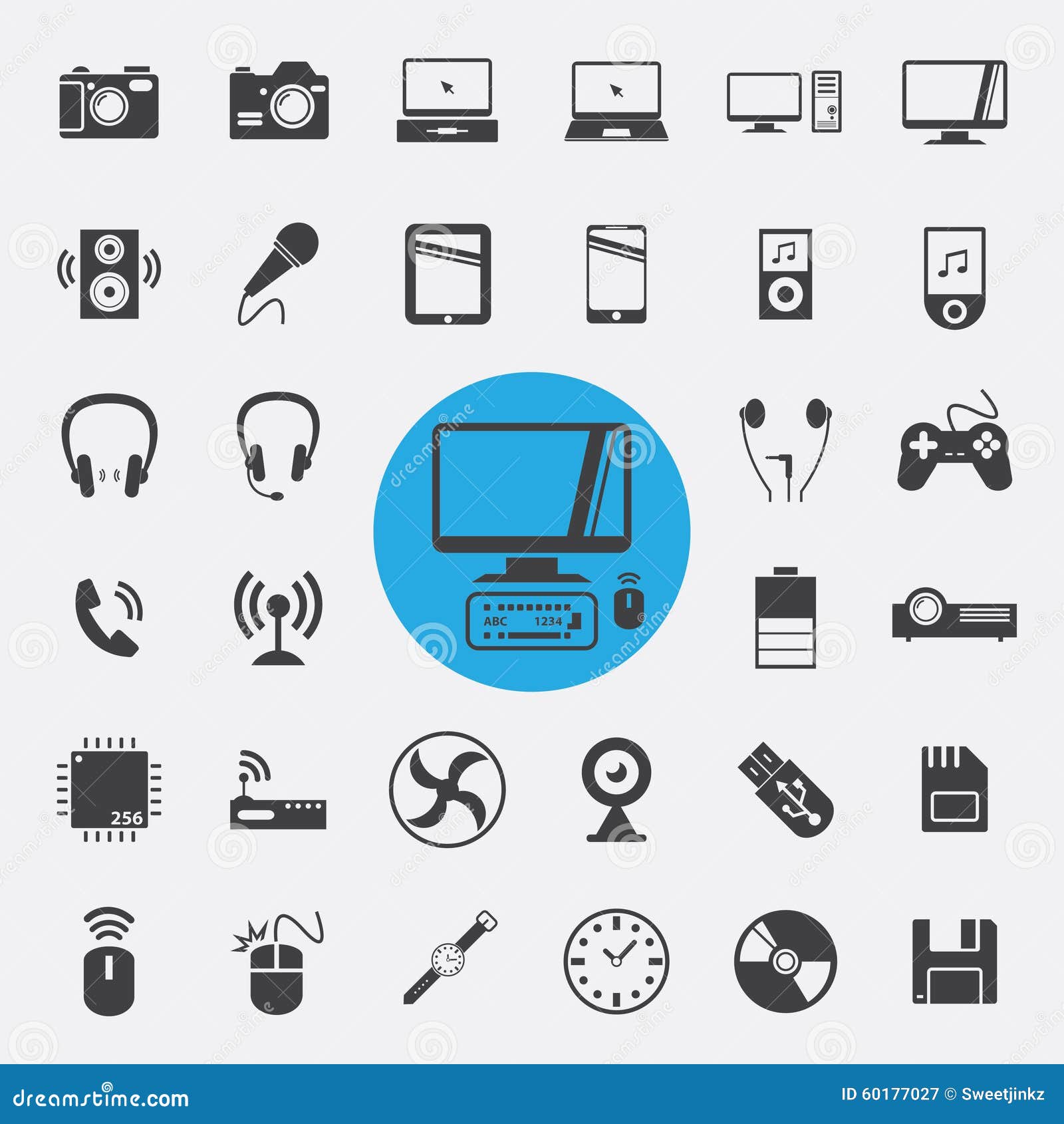 Electronics and Gadgets Icons Set Stock Vector - Illustration of ...
