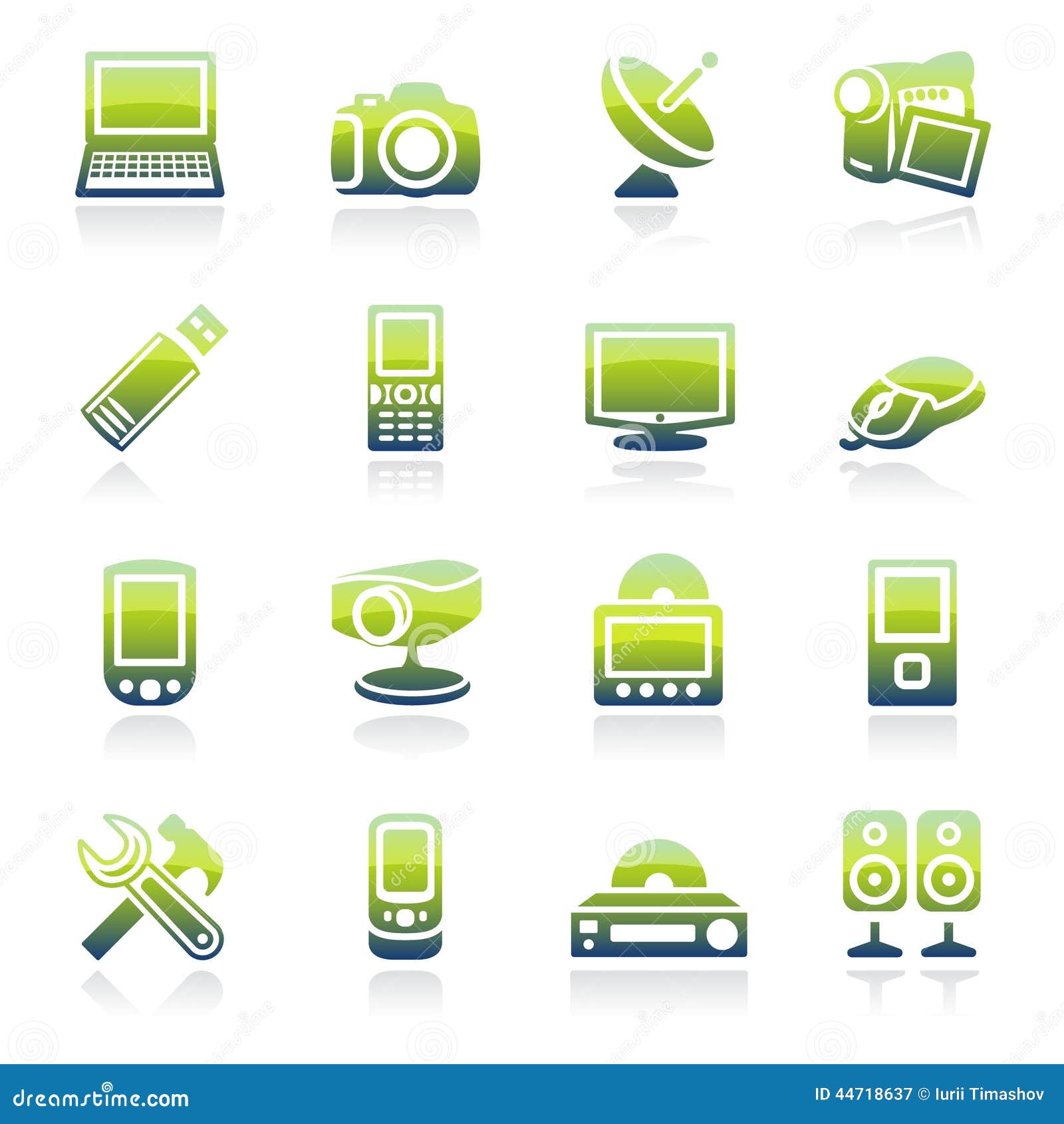 Electronics green icons. stock vector. Illustration of memory - 44718637