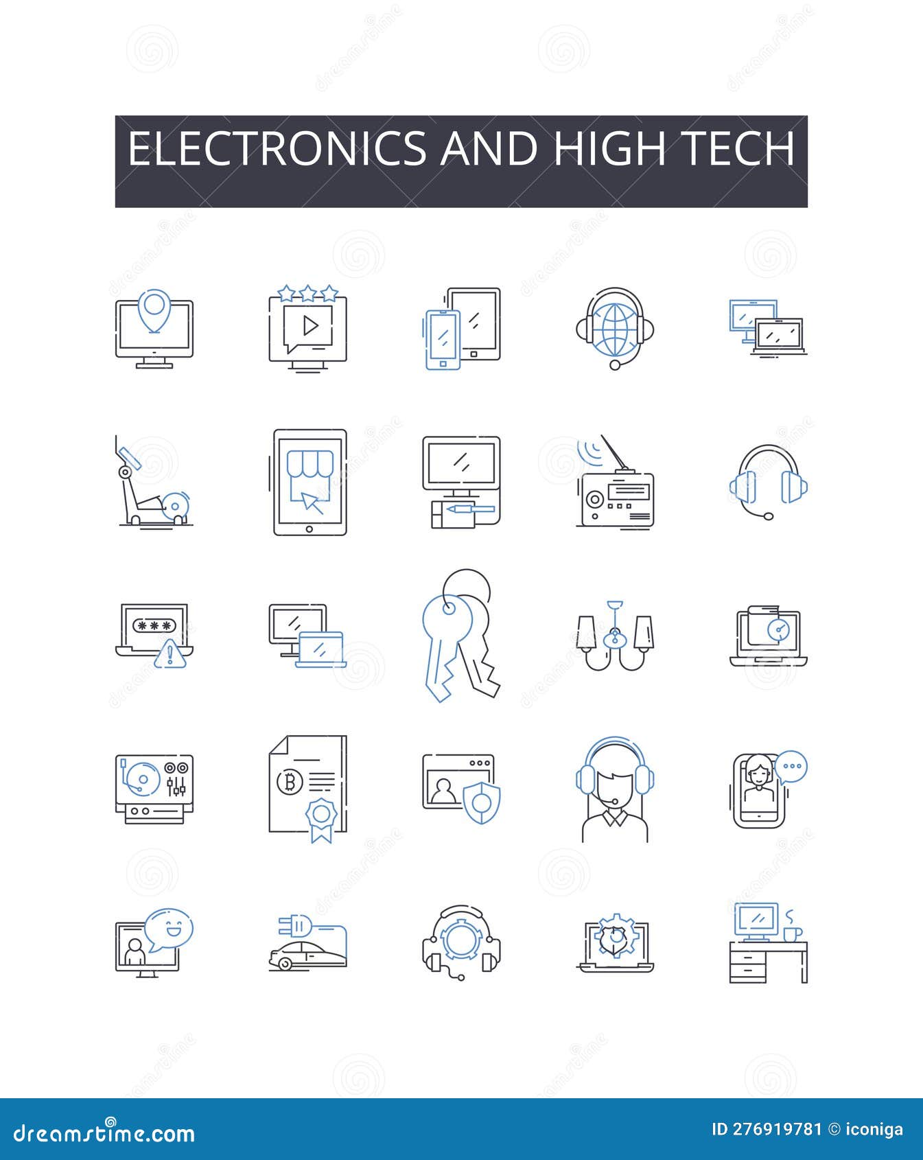 Electronics and High Tech Line Icons Collection. Collaboration ...