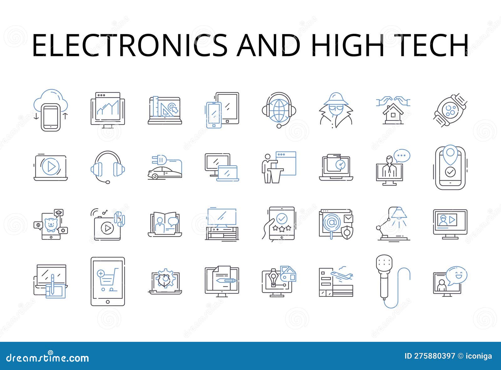 Electronics and High Tech Line Icons Collection. Gadgets, Devices ...