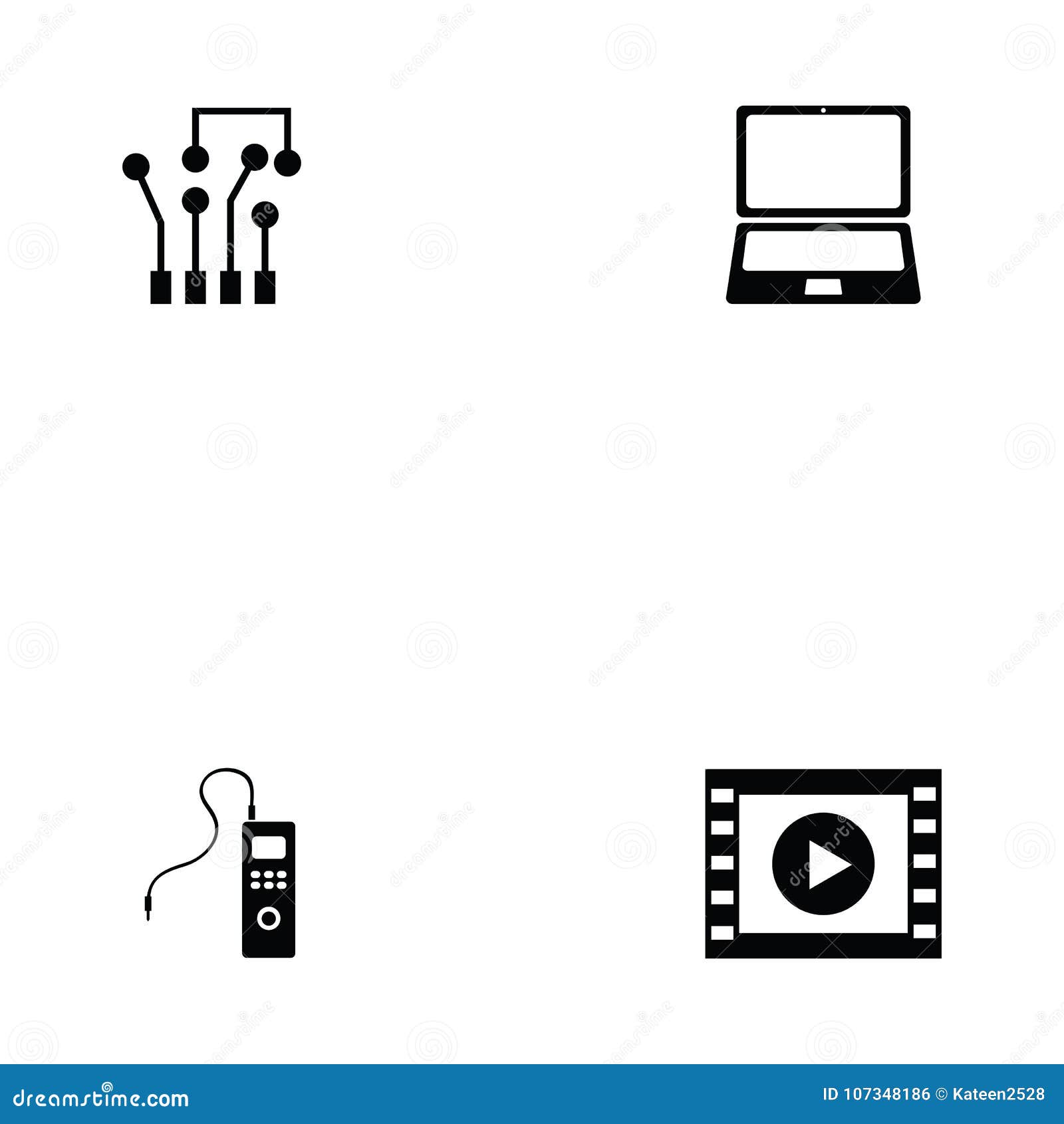 Electronics icon set stock vector. Illustration of button - 107348186
