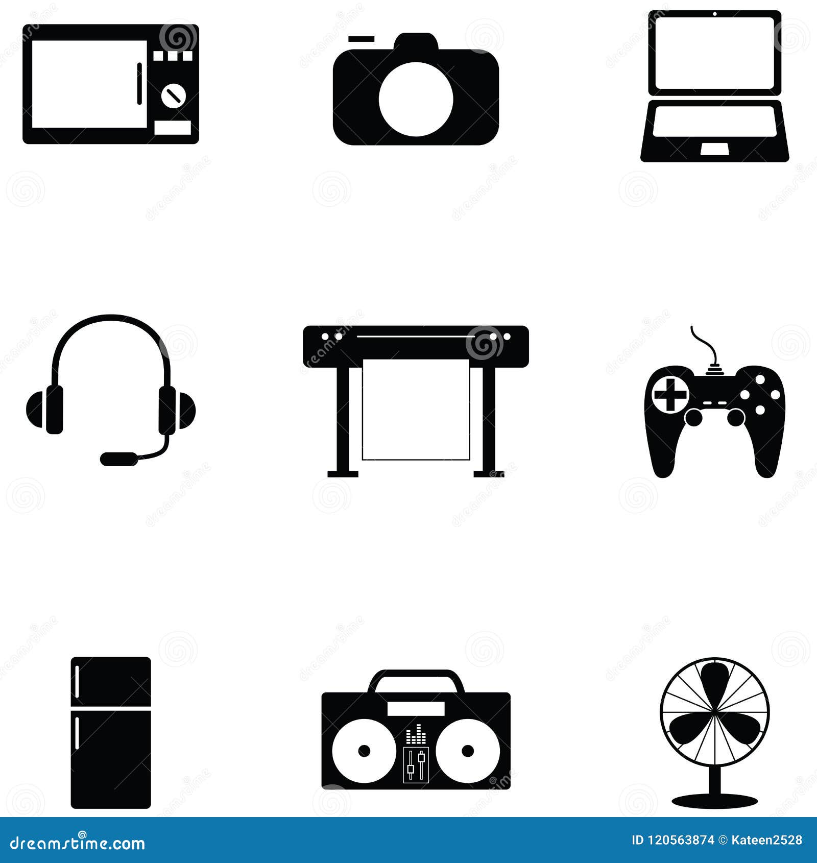 Electronics icon set stock vector. Illustration of pictogram - 120563874