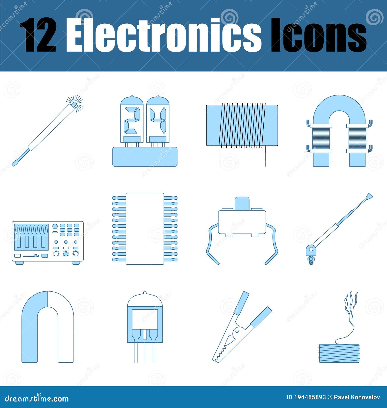 Electronics Icon Set stock vector. Illustration of work - 194485893