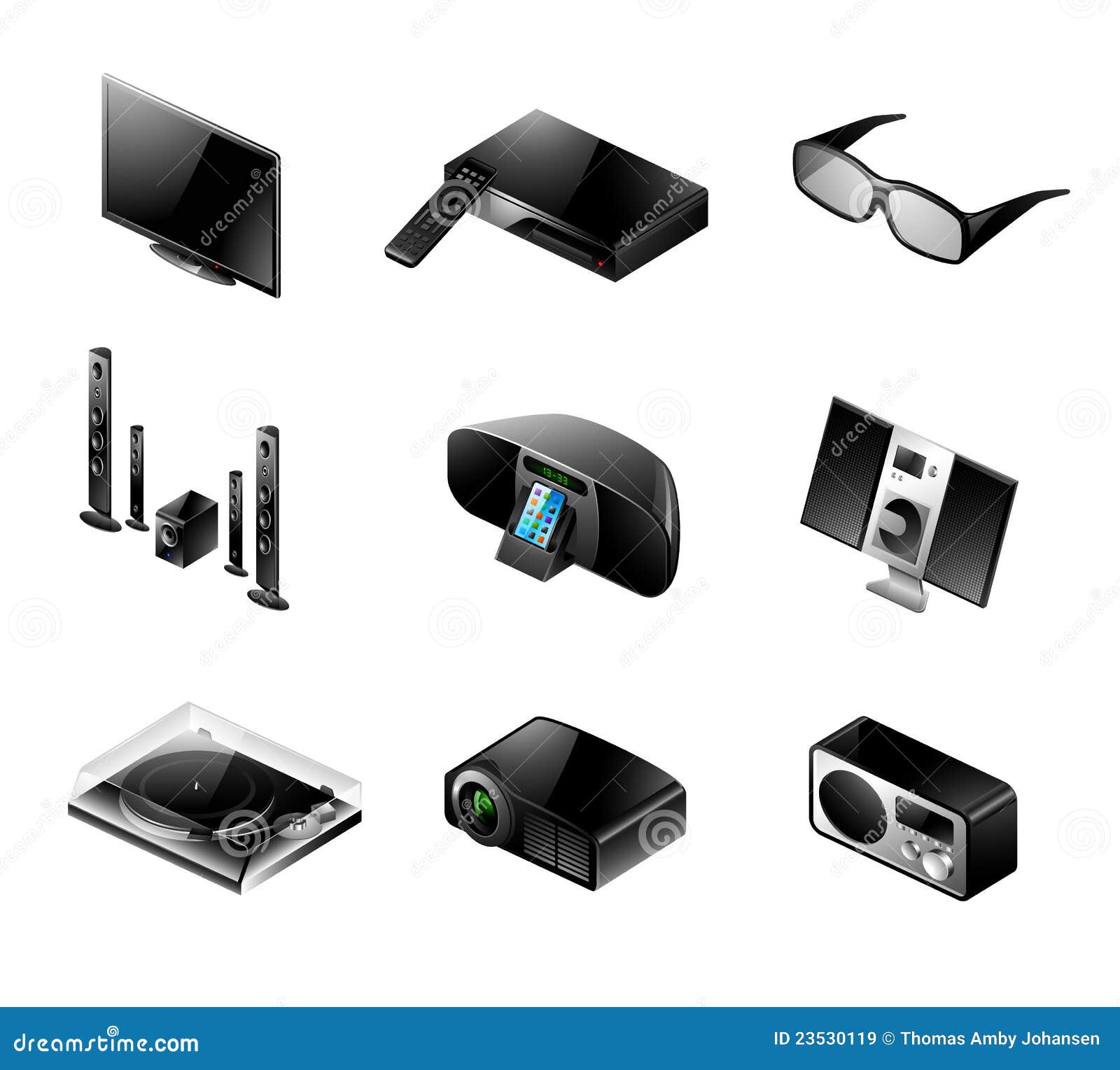 Electronics Icon Set - TV and Audio Stock Vector - Illustration of ...