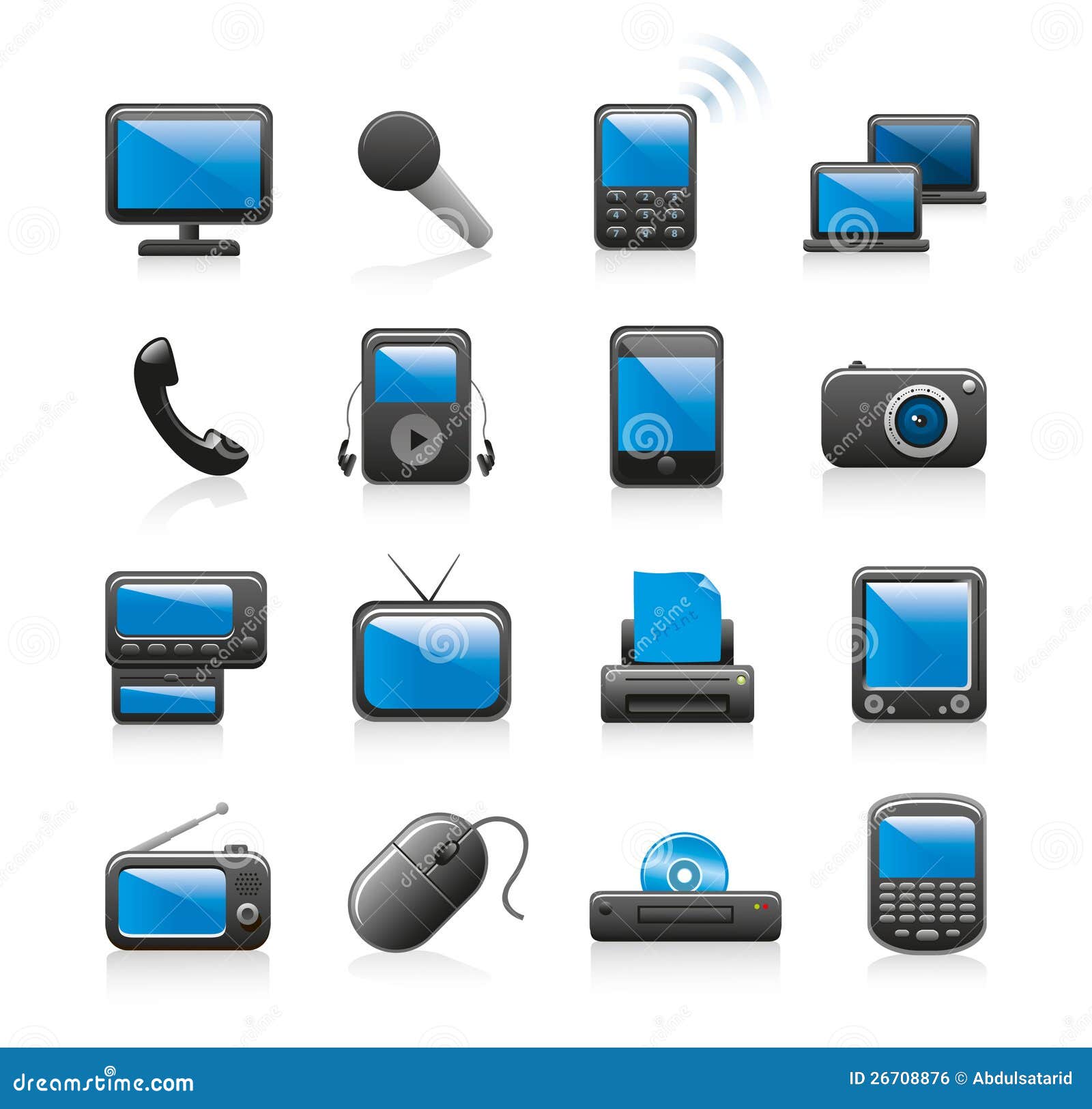 Electronics icons stock vector. Illustration of telephone - 26708876