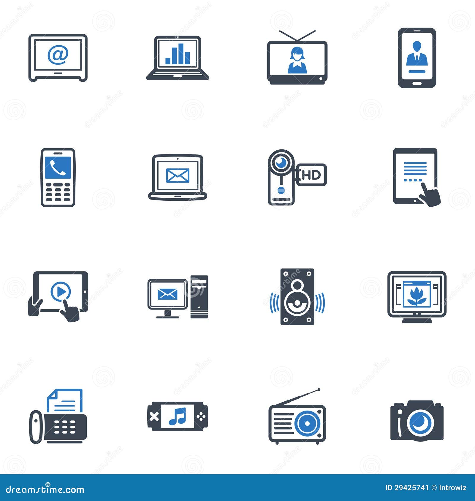 Electronics Icons - Blue Series Stock Vector - Illustration of camera ...