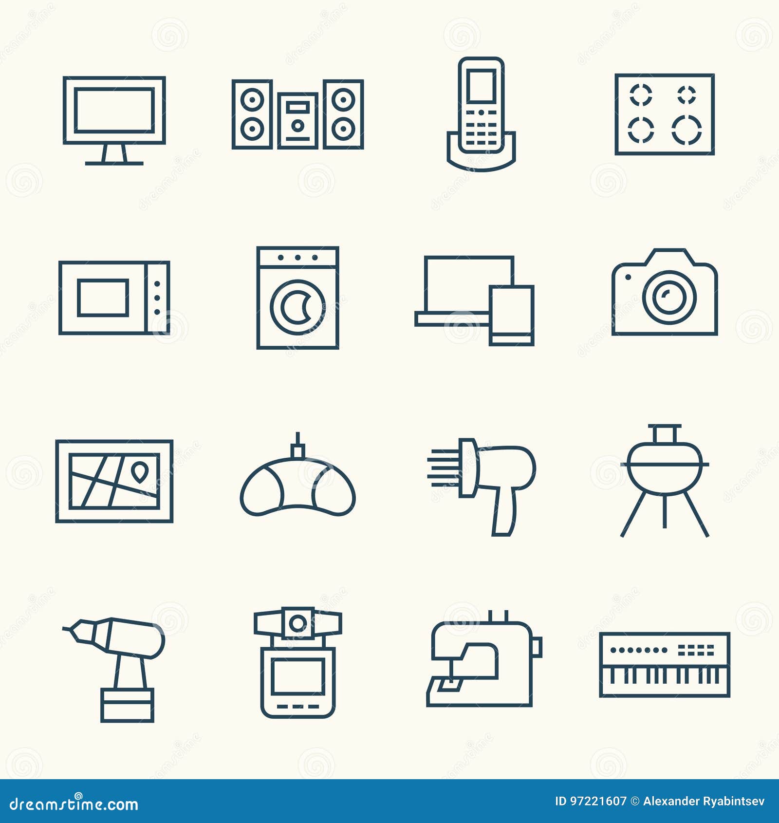 Electronics icons stock vector. Illustration of monitor - 97221607