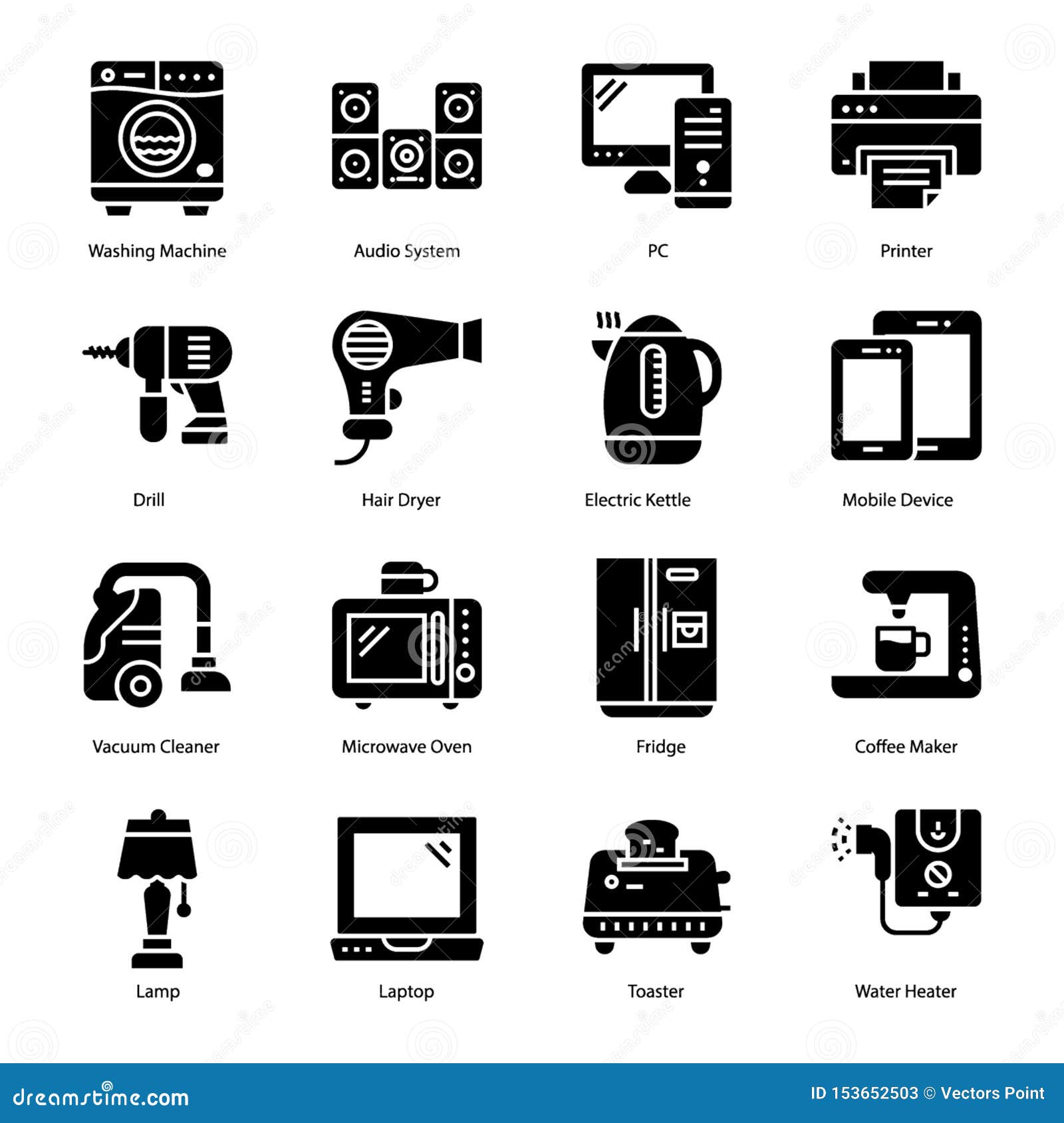 Electronics Icons Pack stock vector. Illustration of vector - 153652503