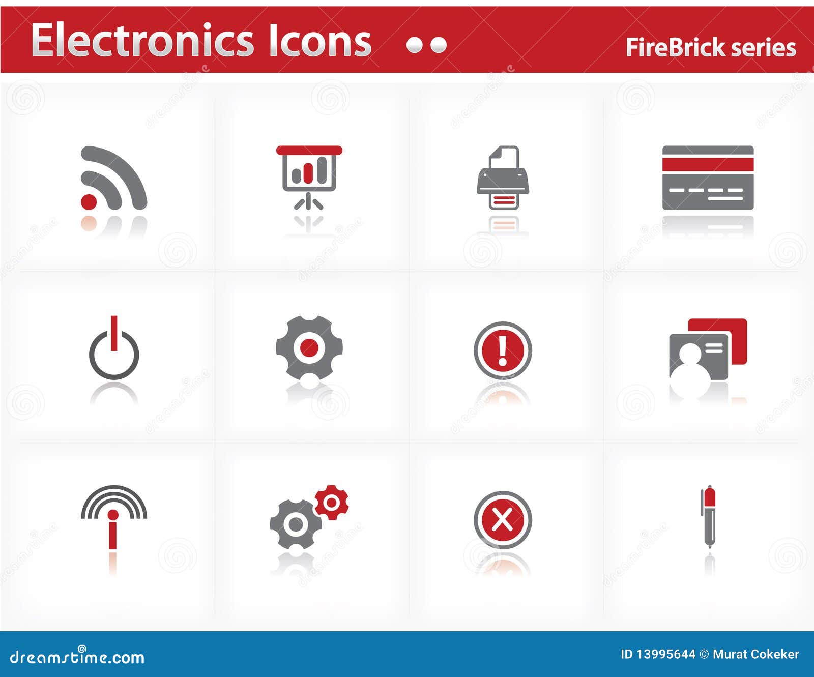 Electronics Icons Set - Firebrick Series Stock Vector - Illustration of ...