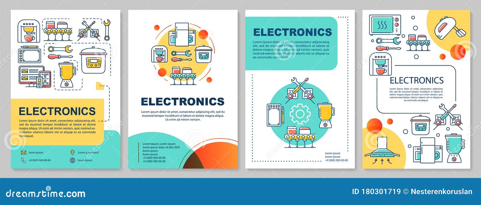 Electronics Industry Brochure Template Layout. Tech Production Stock ...