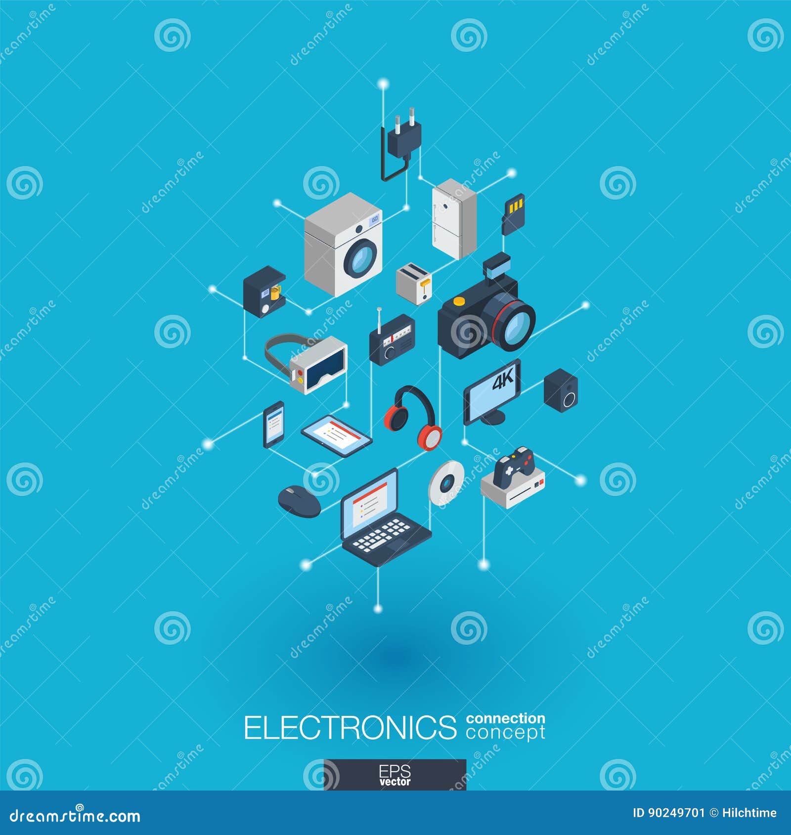 Electronics Integrated 3d Web Icons. Digital Network Isometric Concept ...
