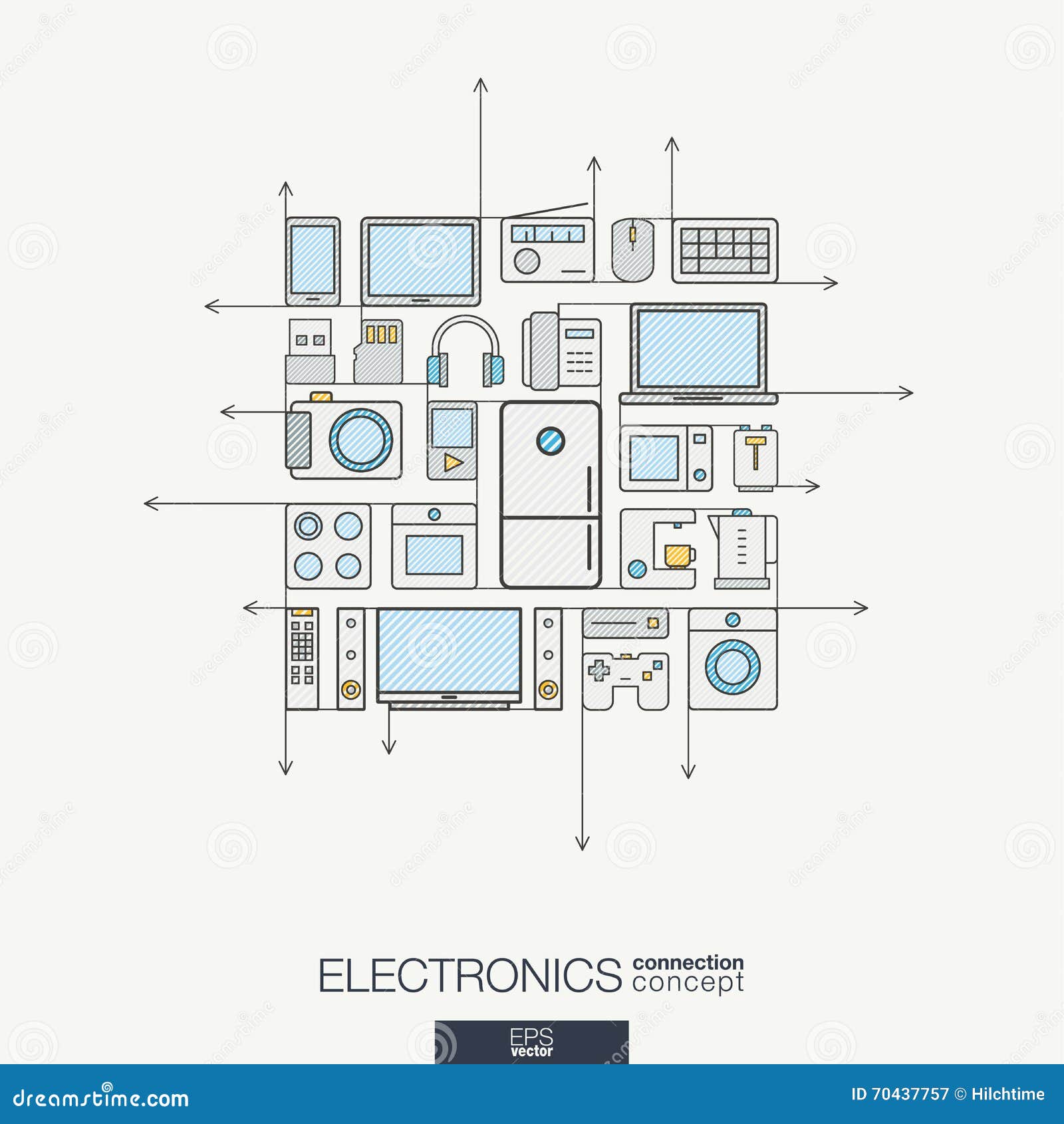 Electronics Integrated Thin Line Symbols. Modern Color Vector Concept ...