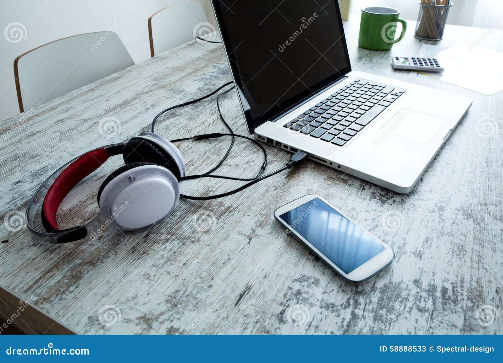 Electronics and a Laptop Computer on a Desktop Stock Image - Image of ...