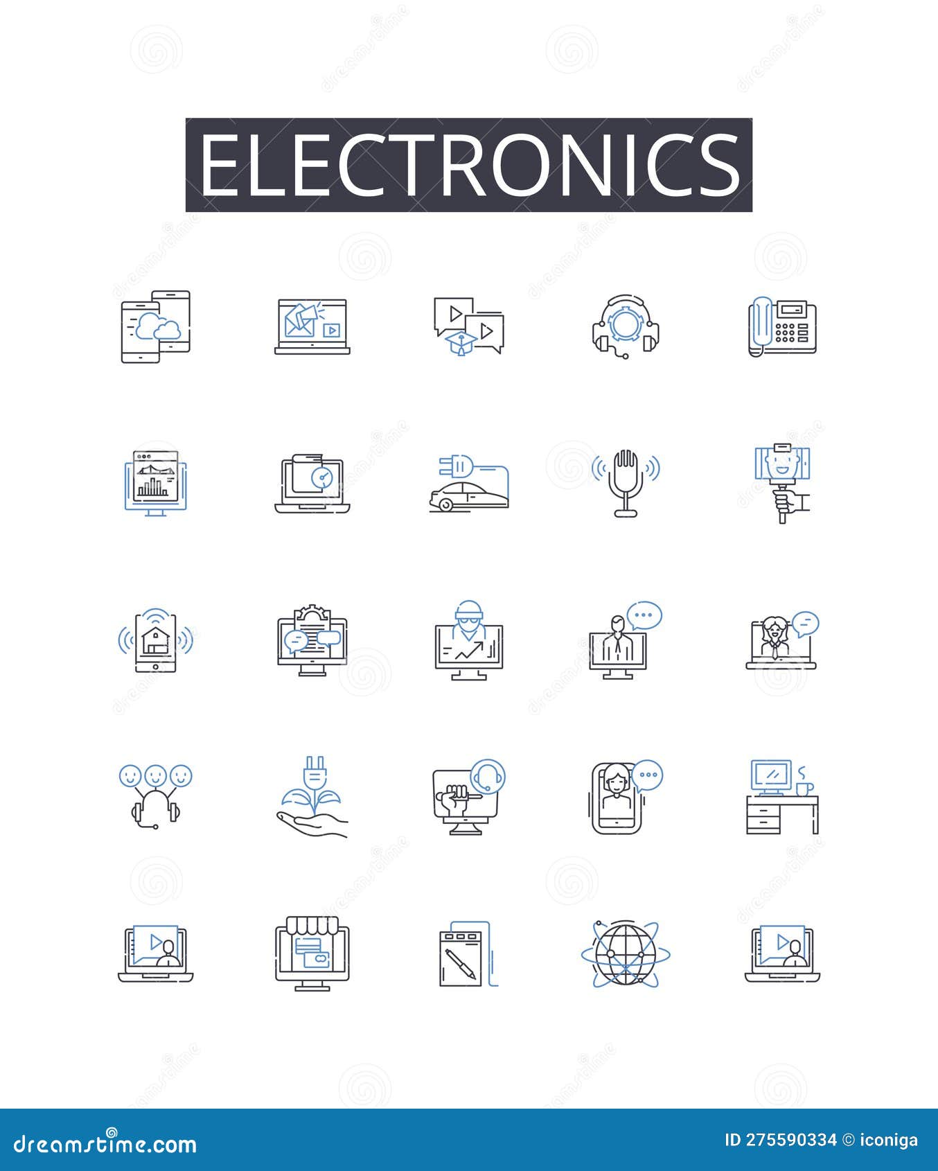 Electronics Line Icons Collection. Technology, Gadgets, Devices ...