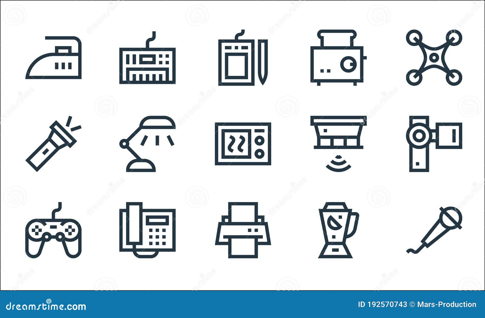 Electronics Line Icons. Linear Set Stock Vector - Illustration of bulb ...