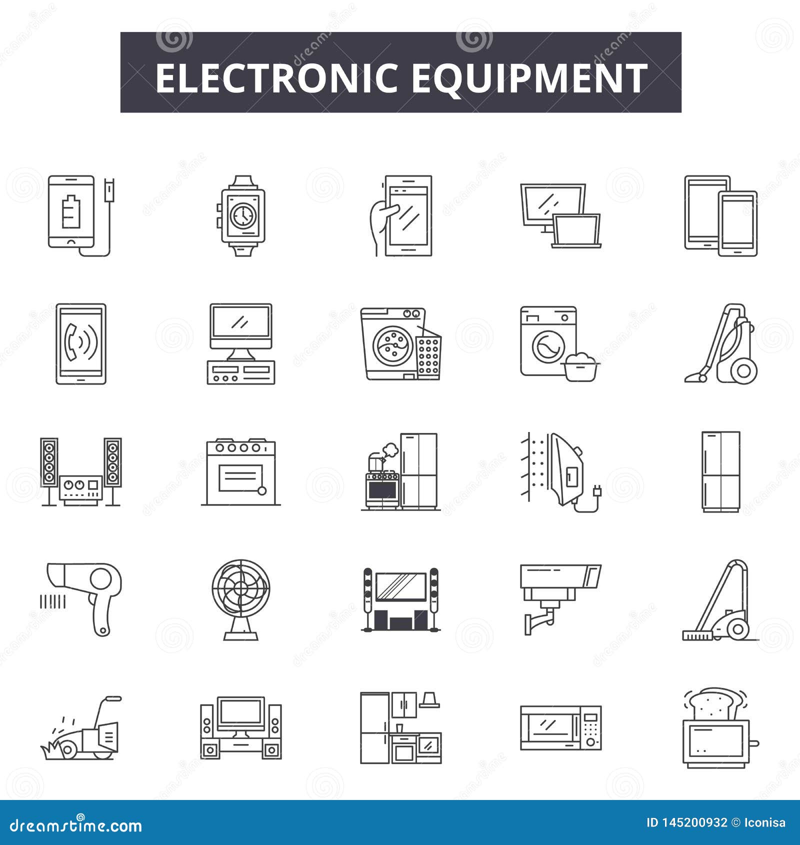 Electronics Line Icons, Signs, Vector Set, Outline Illustration Concept ...