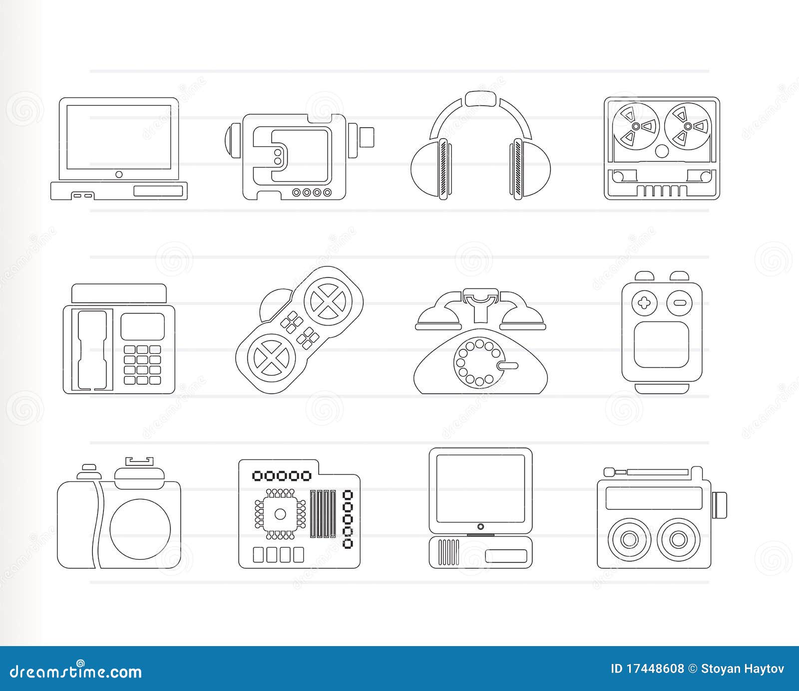 Electronics, Media And Technical Equipment Icons Picture. Image: 17448608