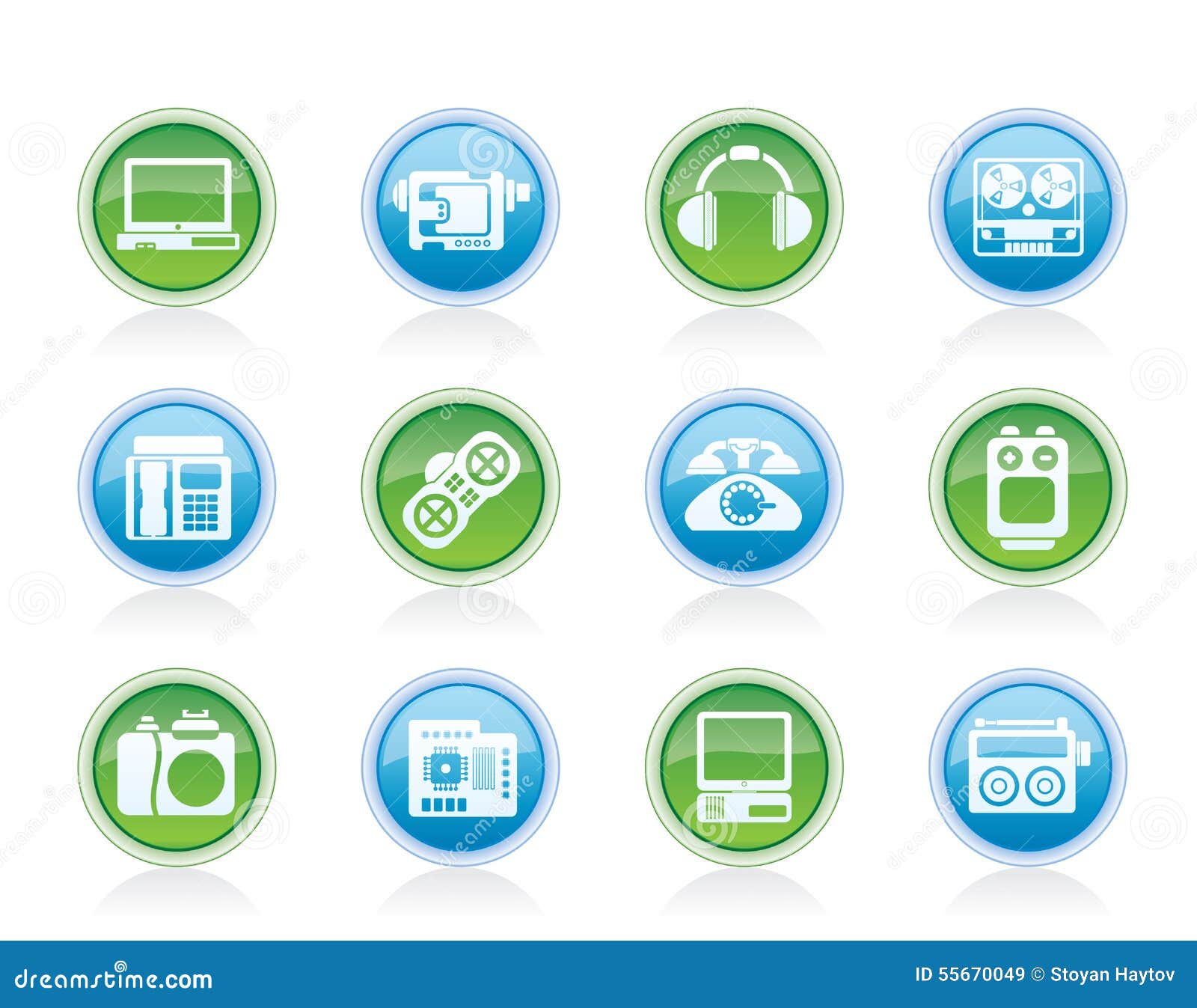 Electronics, Media and Technical Equipment Icons Stock Vector ...