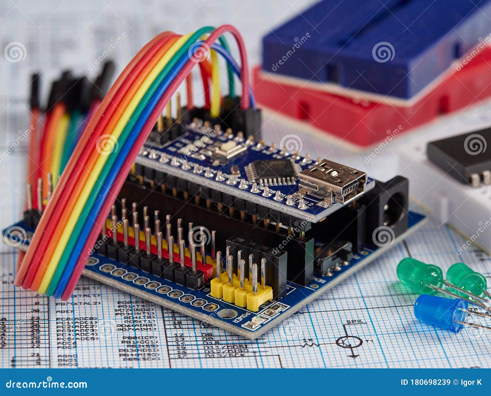 Electronics and Microprocessor.Electronic DIY Project Arduino.Drawing ...