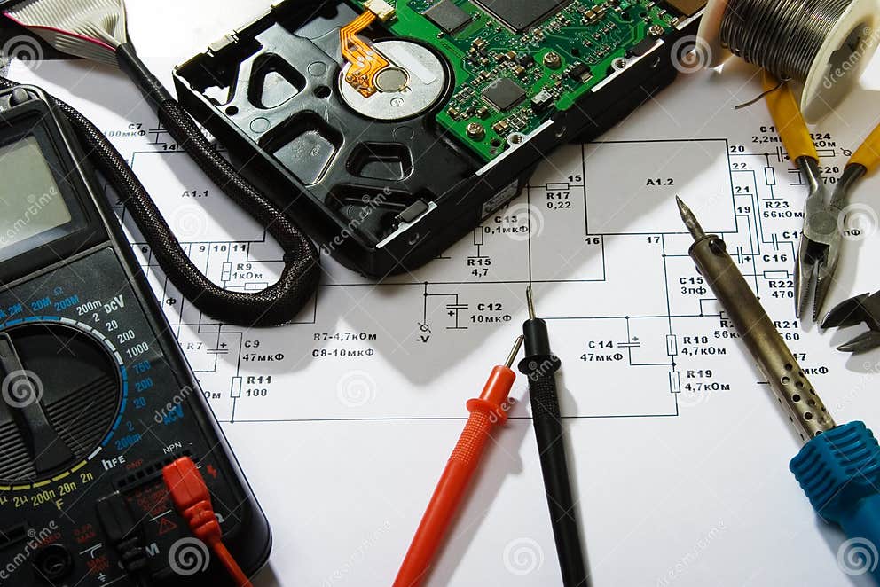 Electronics repair stock photo. Image of schematic, pliers - 1934330
