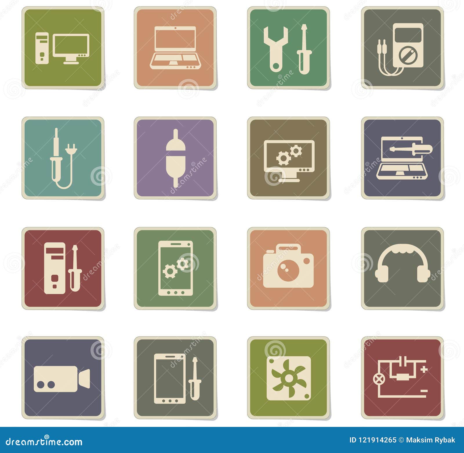 Electronics Repair Icon Set Stock Vector - Illustration of smartphone ...
