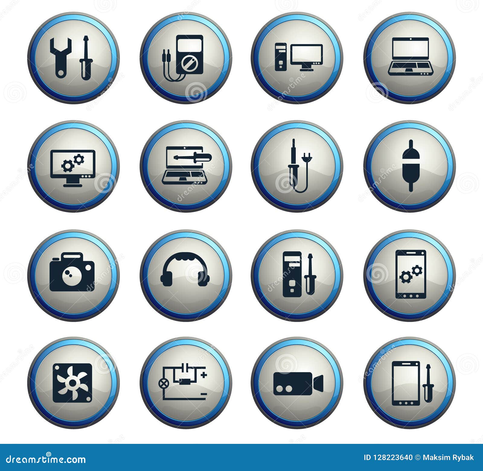 Electronics Repair Icon Set Stock Vector - Illustration of multimeter ...