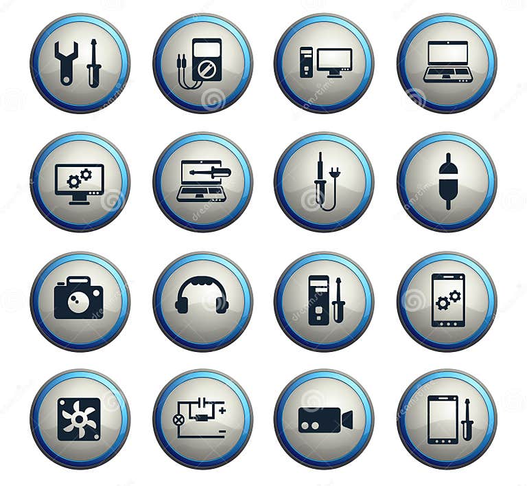 Electronics Repair Icon Set Stock Vector - Illustration of multimeter ...