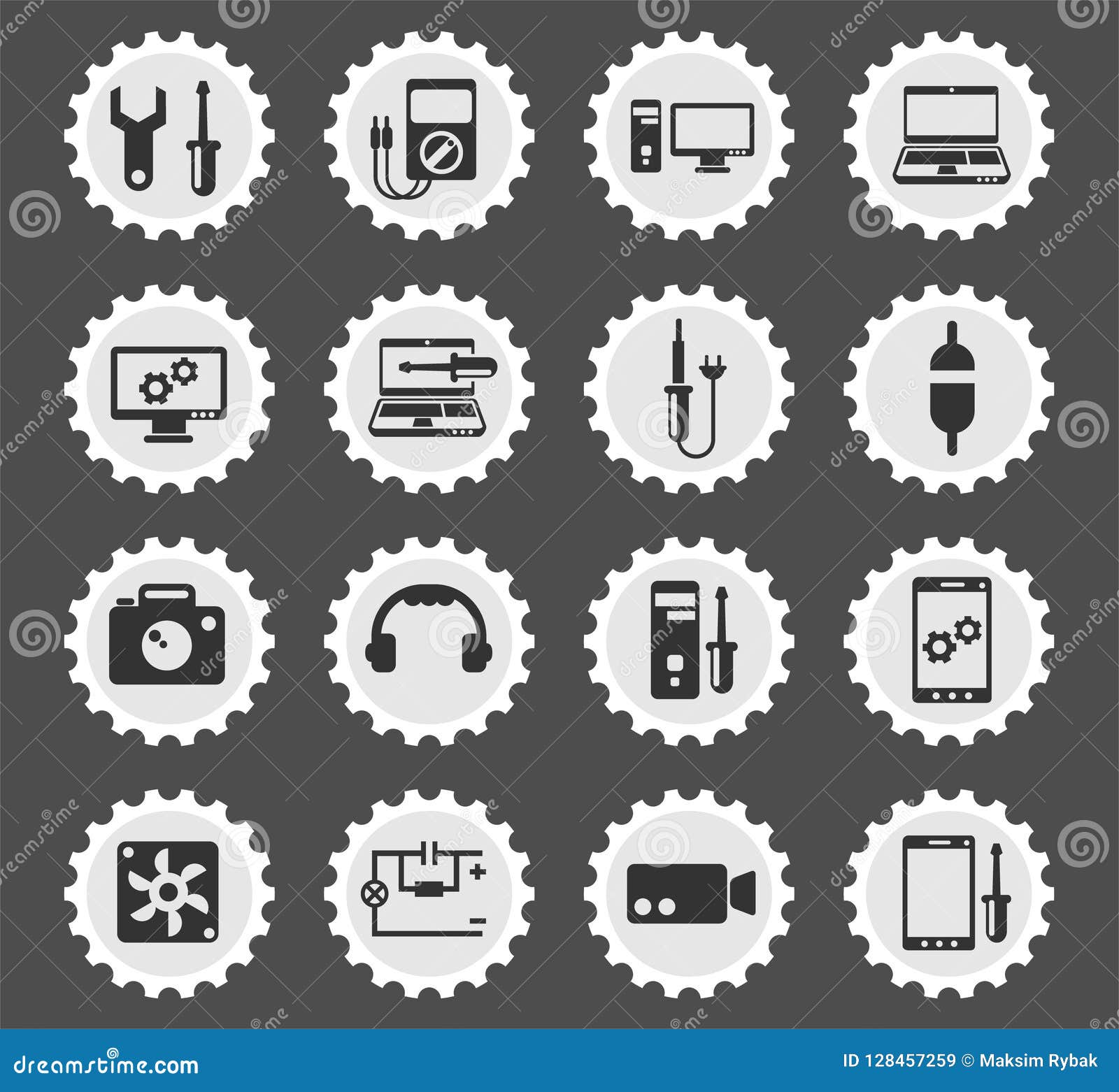 Electronics Repair Icon Set Stock Vector - Illustration of smartphone ...