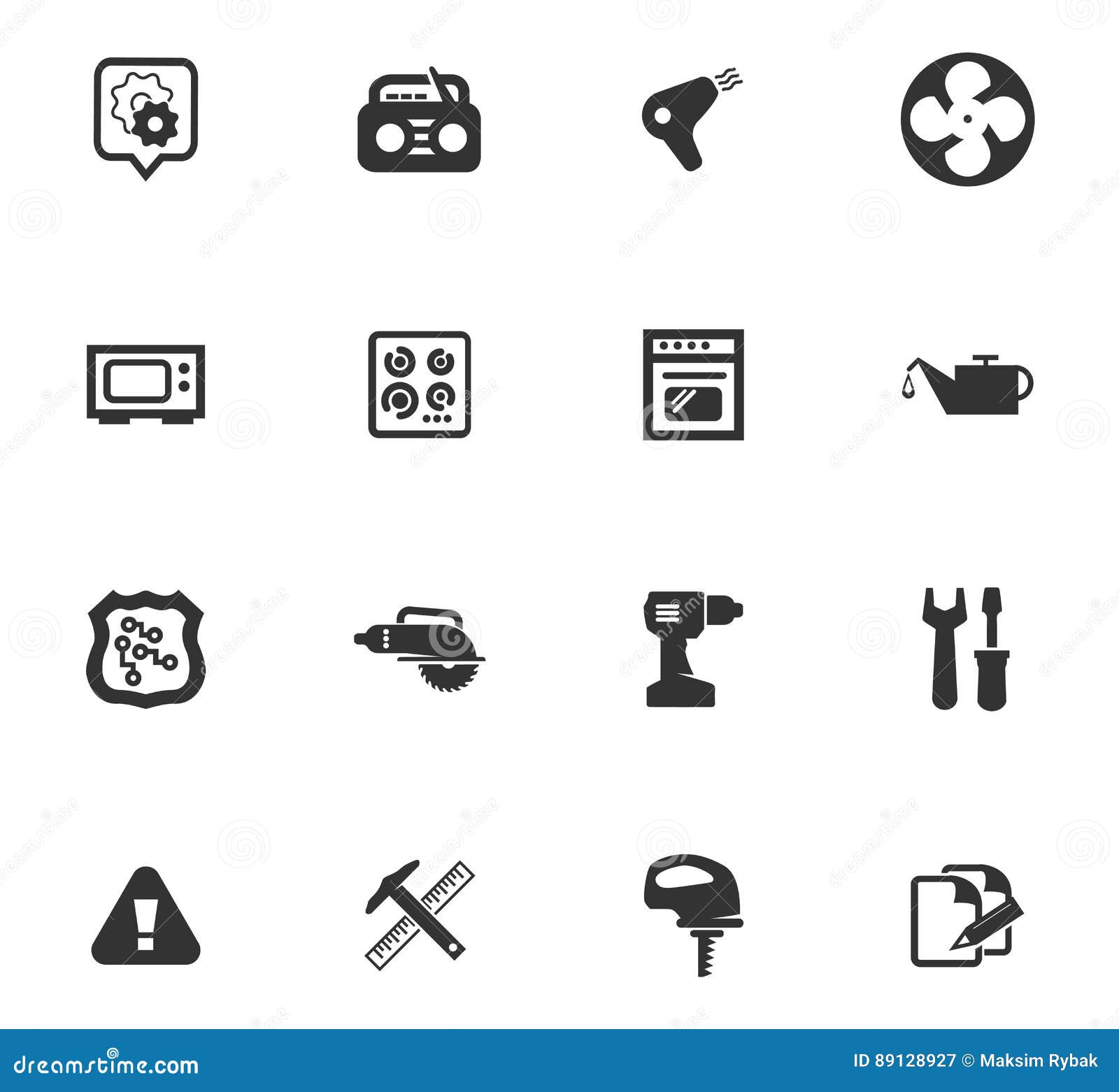 Electronics Repair Icons Set Stock Image - Image of gadget, microwave ...