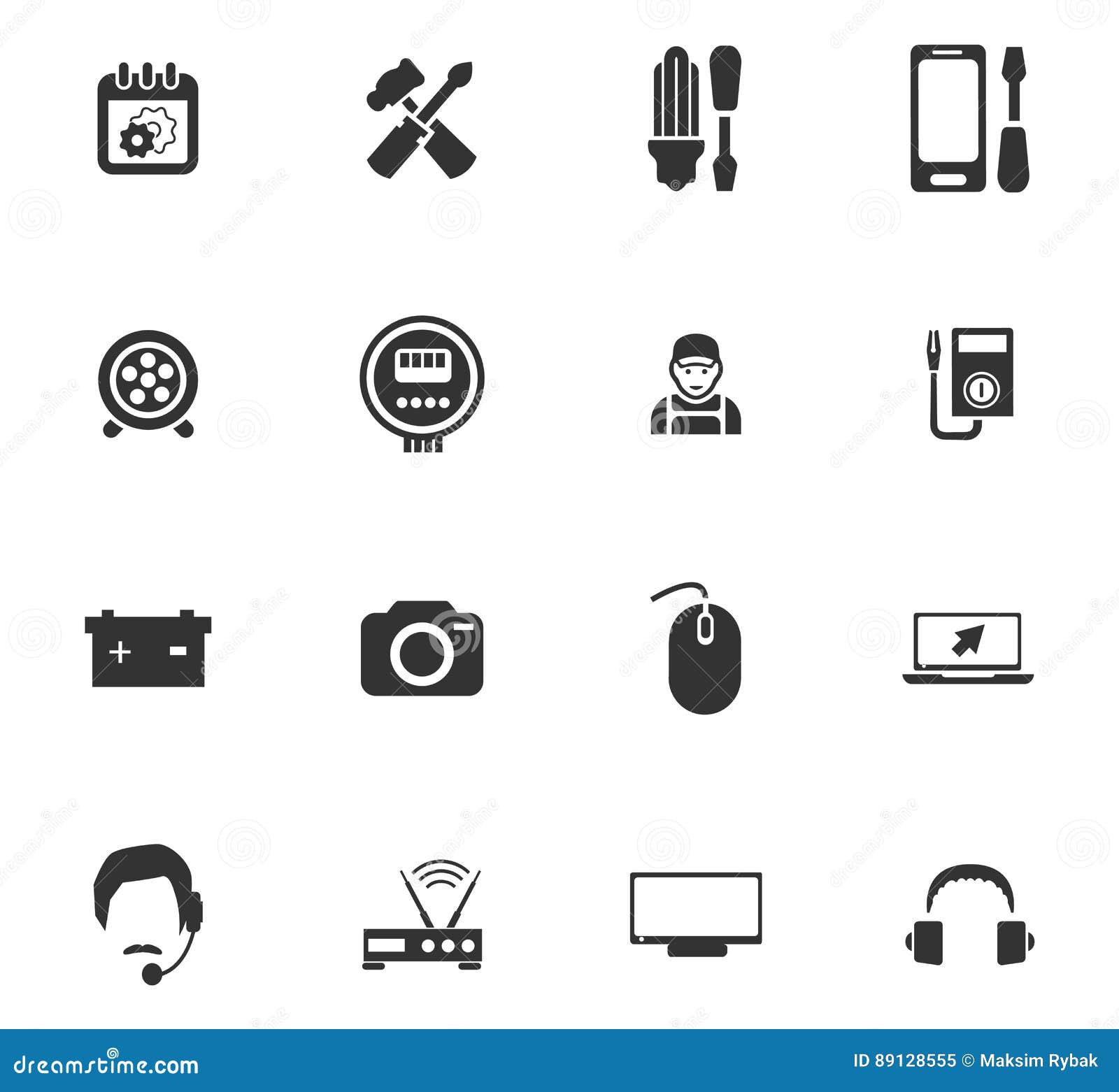 Electronics Repair Icons Set Stock Vector - Illustration of microphone ...