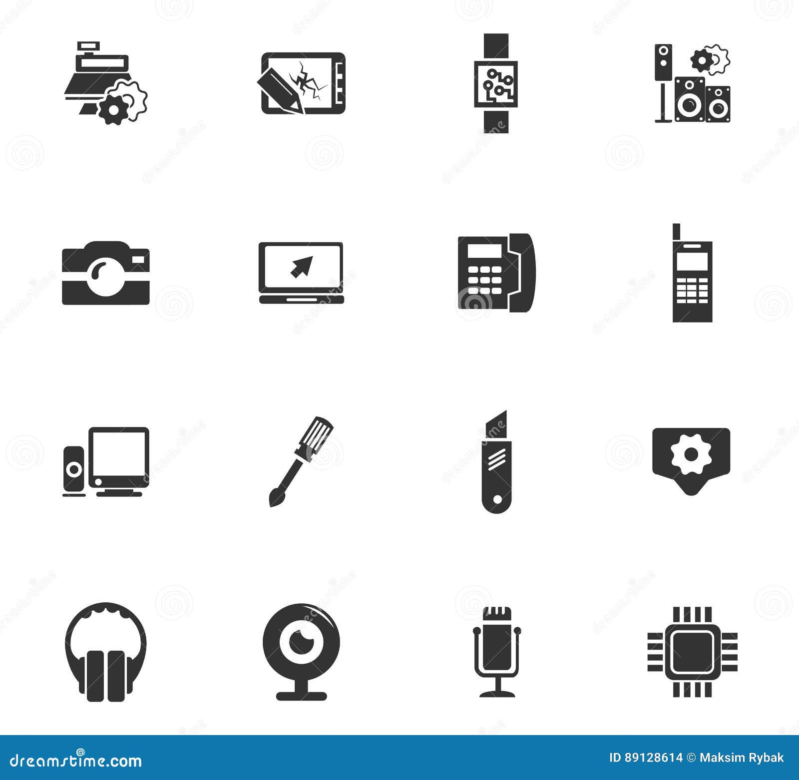 Electronics Repair Icons Set Stock Vector - Illustration of tool ...