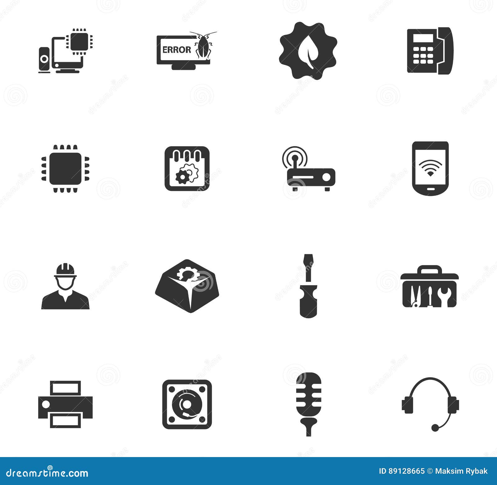 Electronics Repair Icons Set Stock Vector - Illustration of sign ...