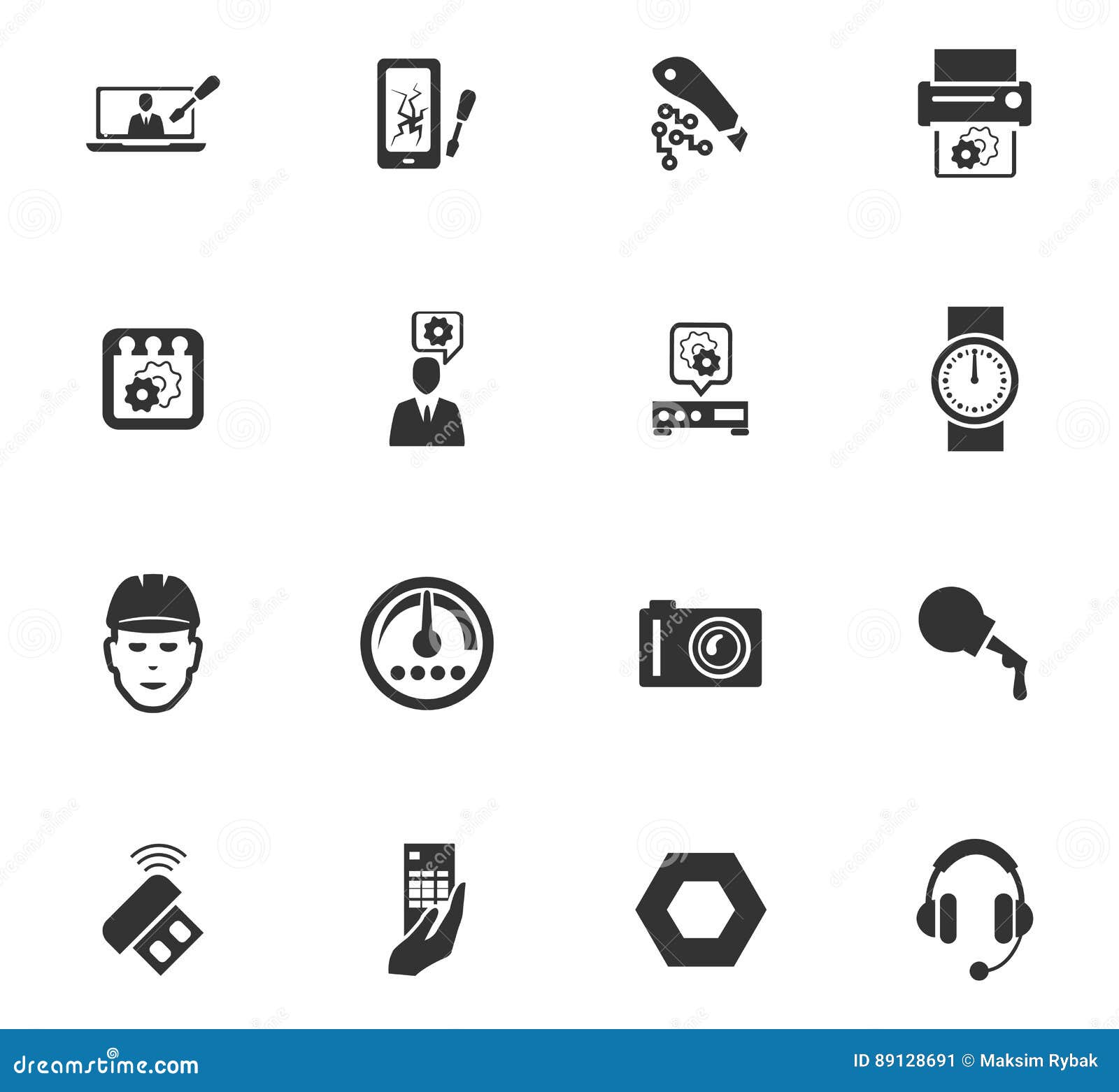 Electronics Repair Icons Set Stock Vector - Illustration of signal ...