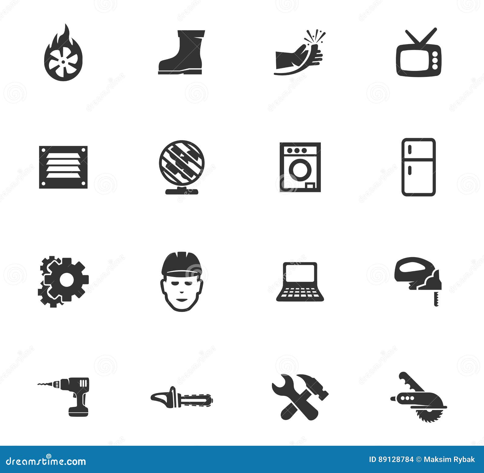Electronics Repair Icons Set Stock Vector - Illustration of hammer ...