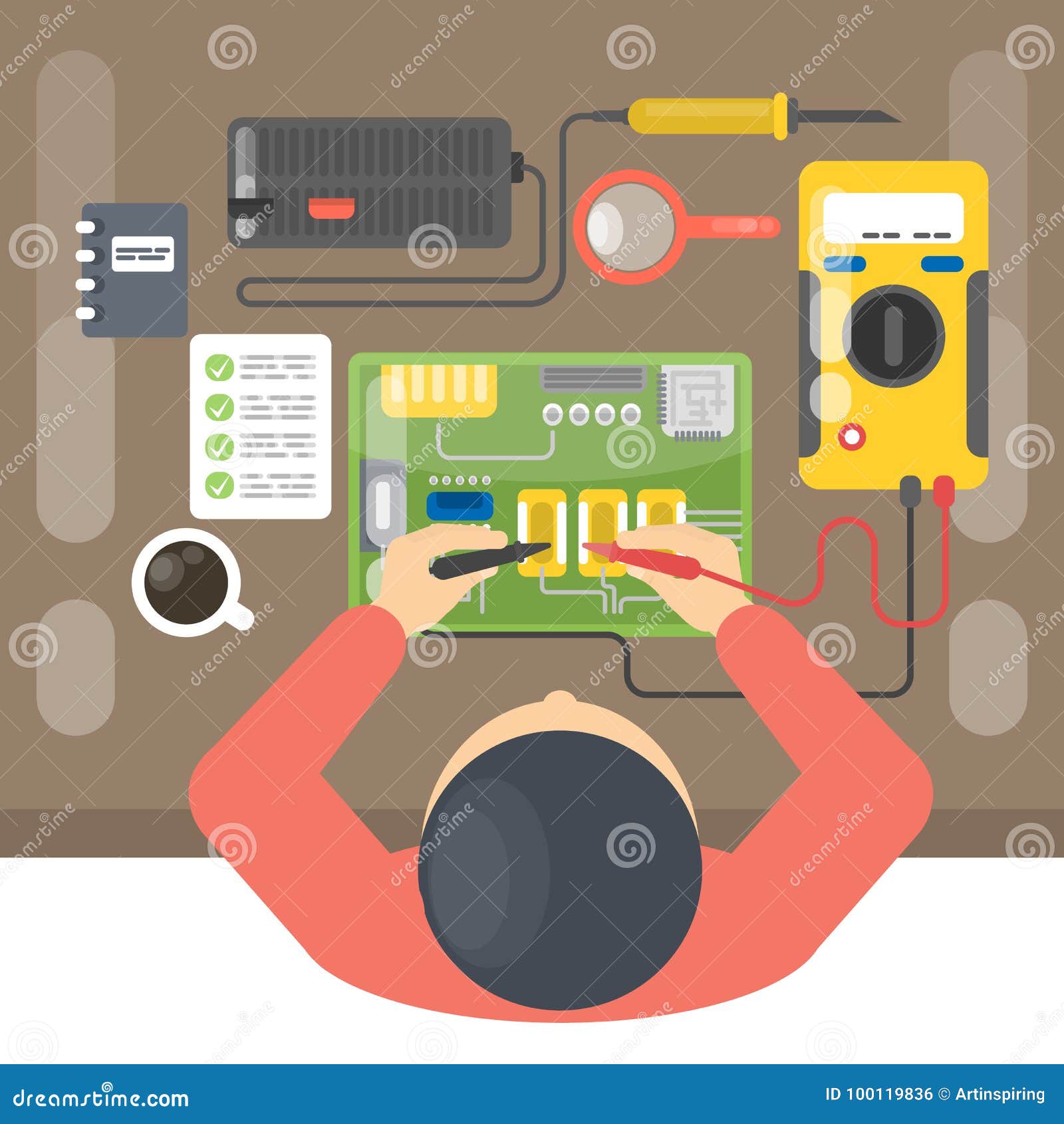 Electronics repair man. stock vector. Illustration of electrician ...