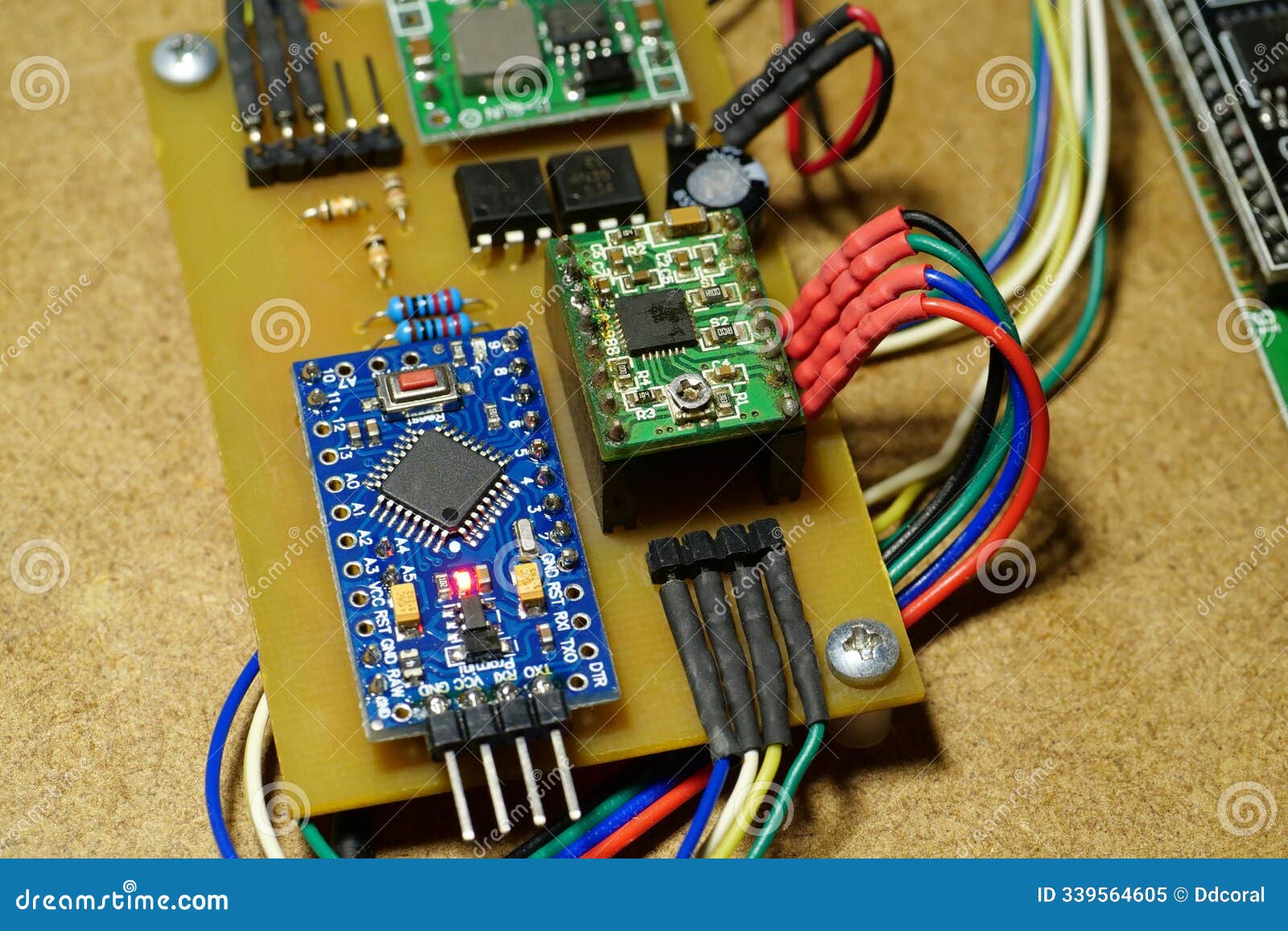 Microcircuit with Electronic Components Connected To Power Supply ...
