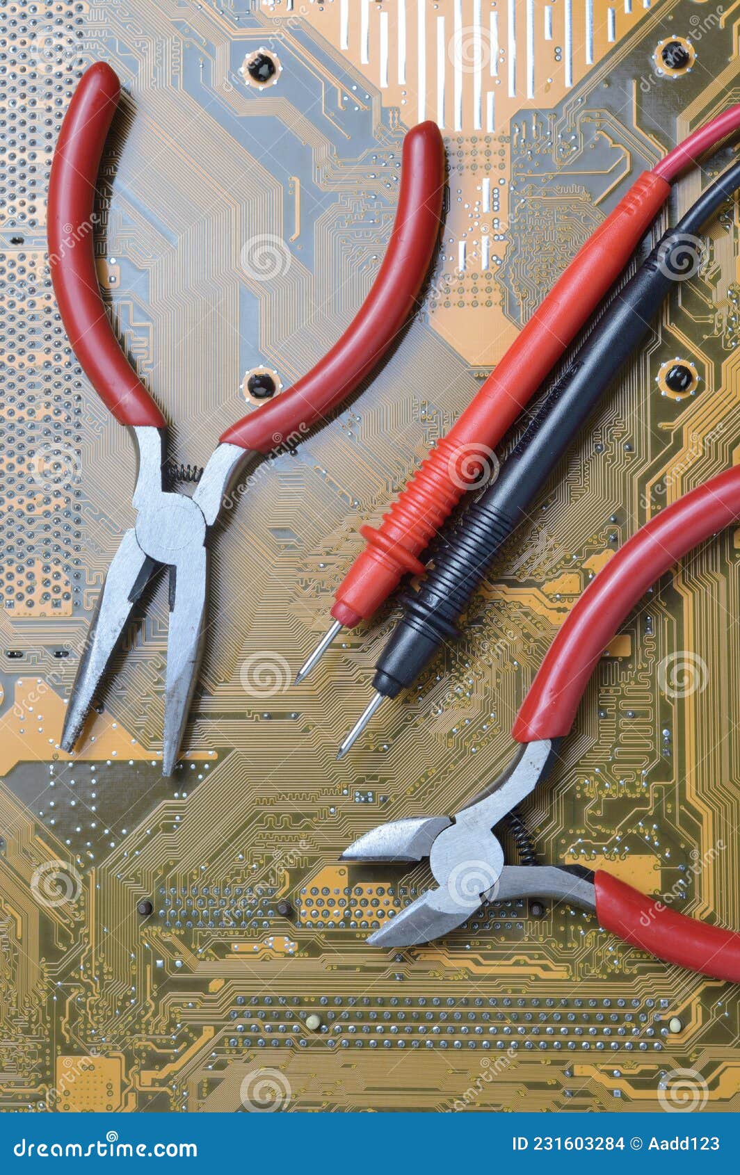 The Electronics Repair Tool Lies on the Motherboard from the Computer ...