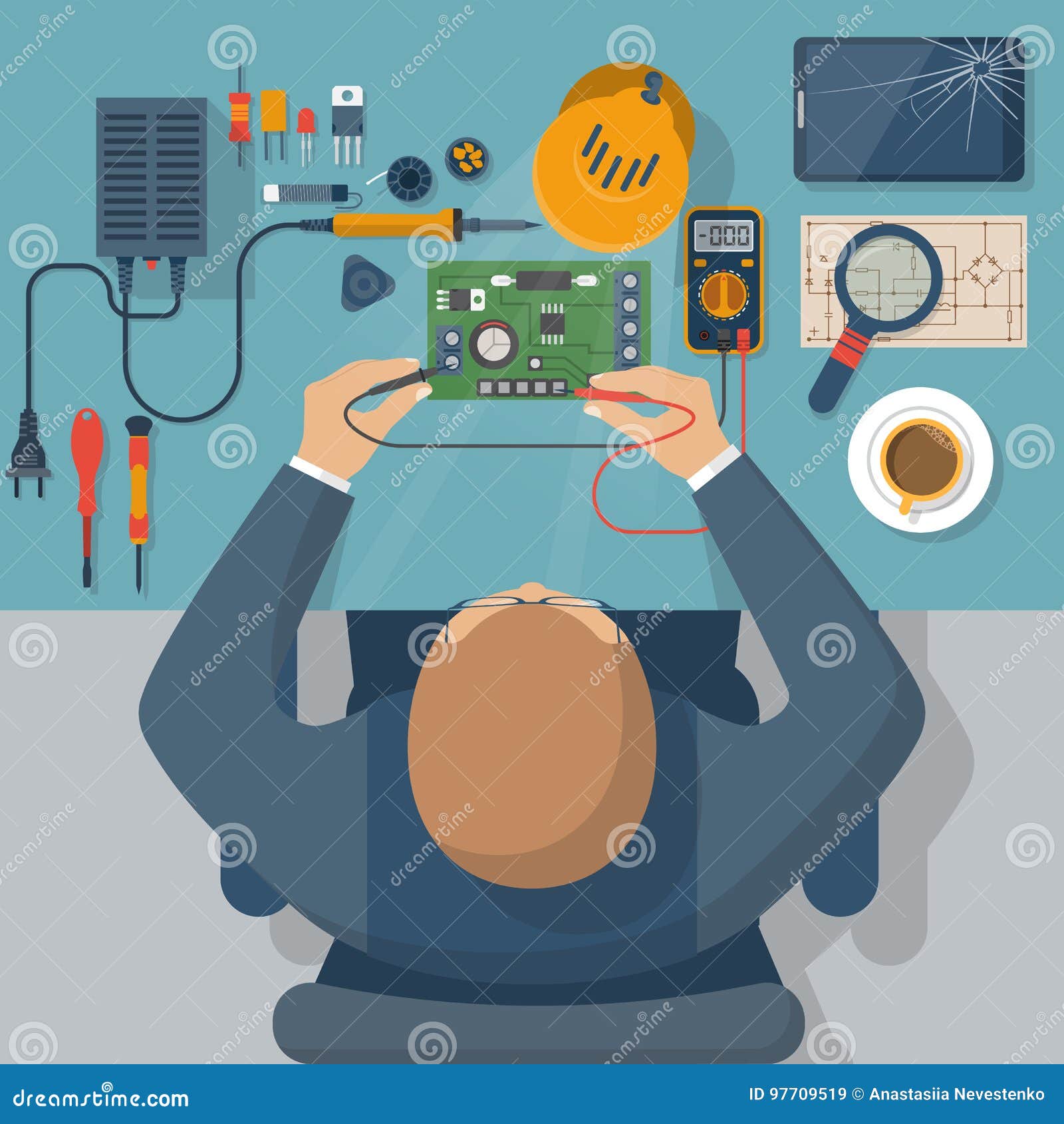 Electronics repair vector stock vector. Illustration of professional ...