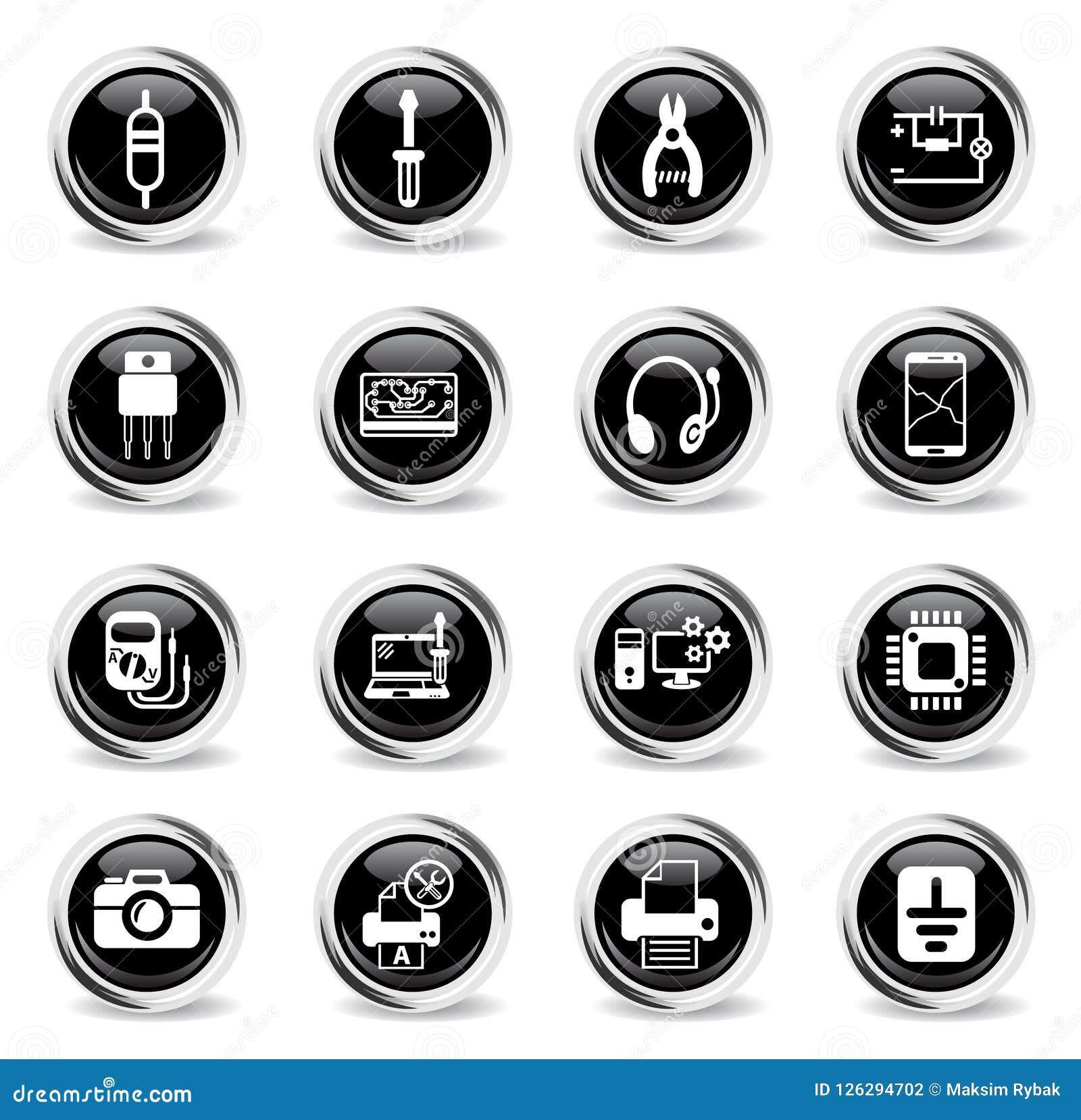 Electronics Repair Icon Set Stock Vector - Illustration of electronics ...