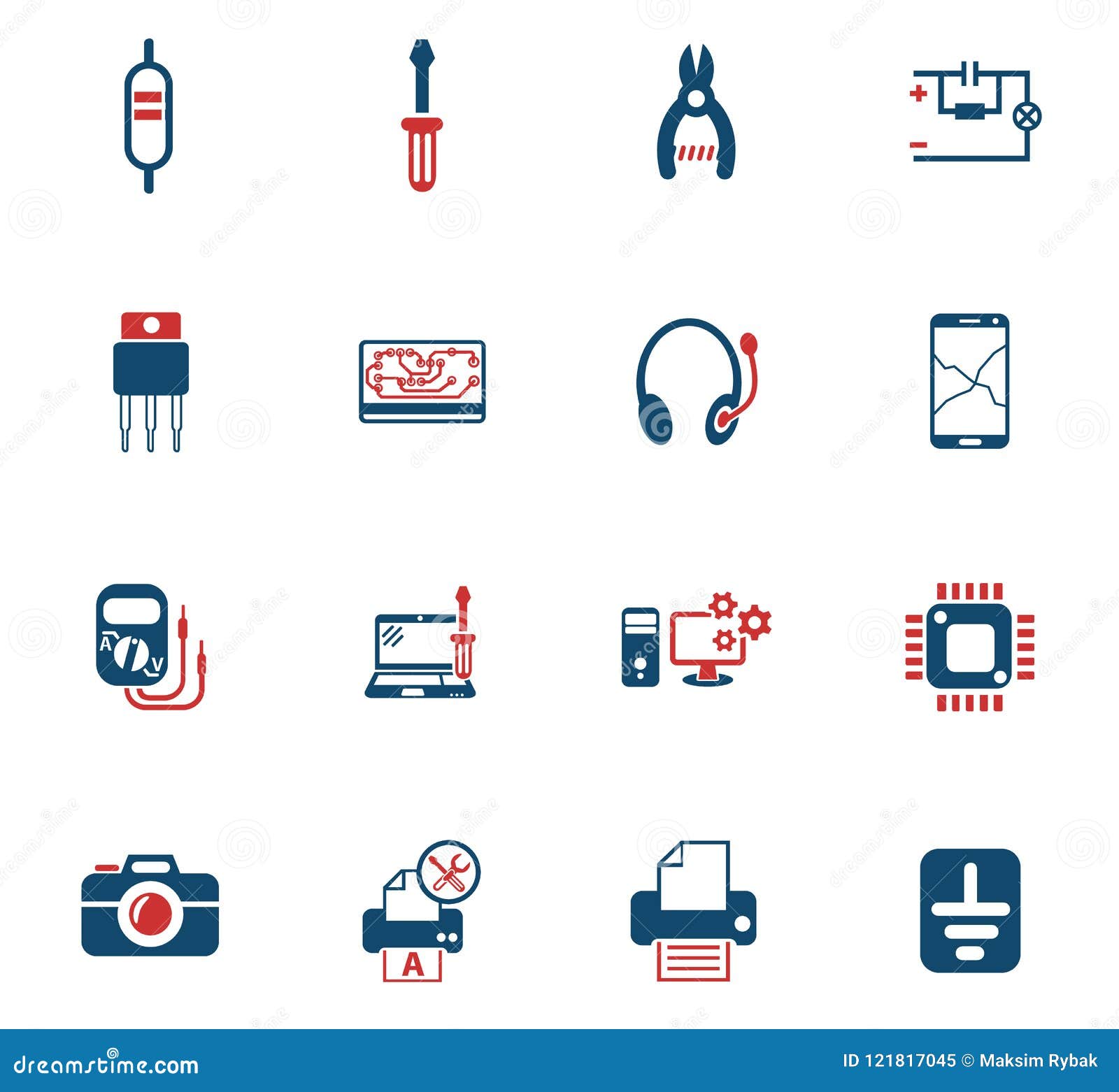 Electronics Repair Icon Set Stock Vector - Illustration of vector ...