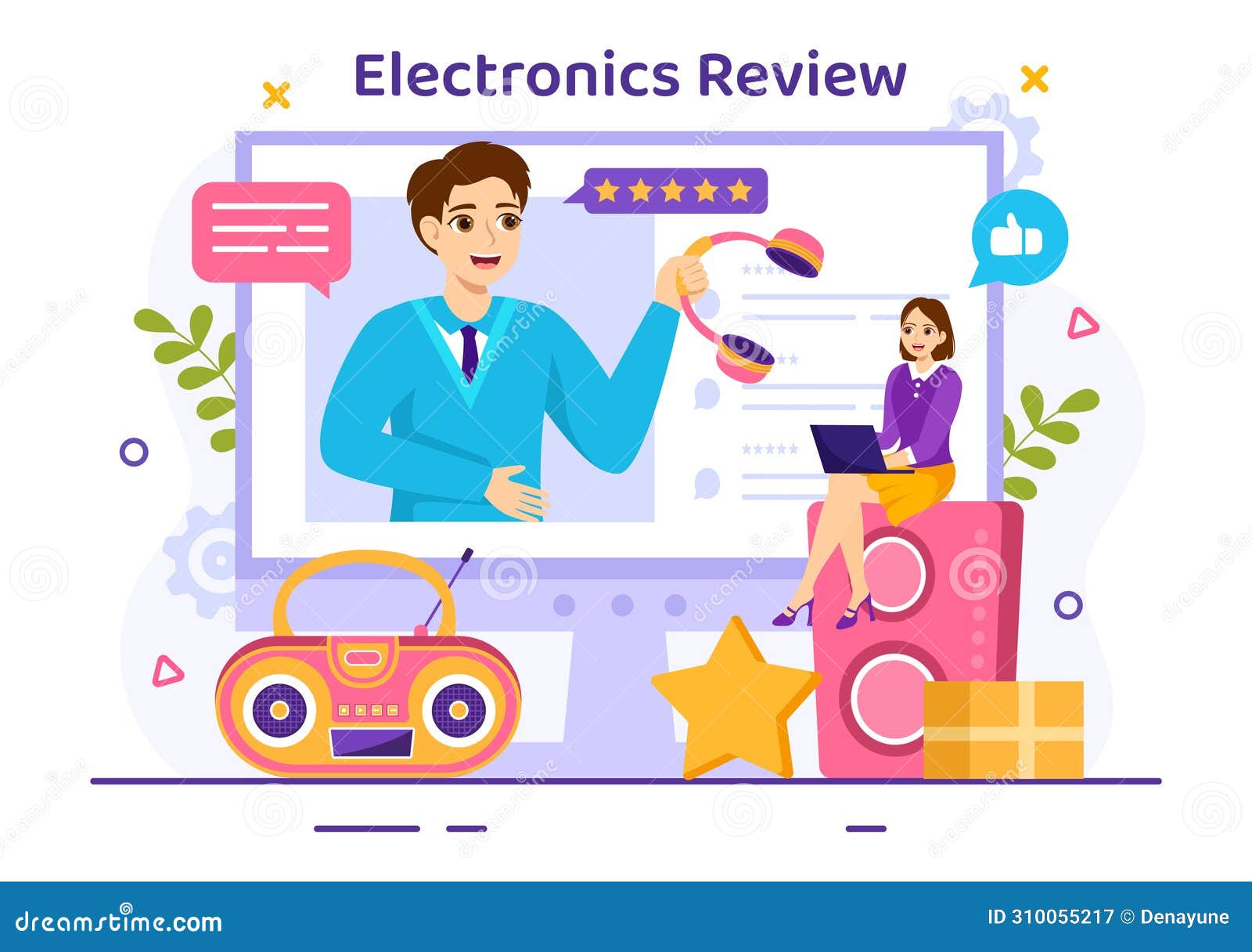 Electronics Review Vector Illustration with Customer Rating Quality of ...