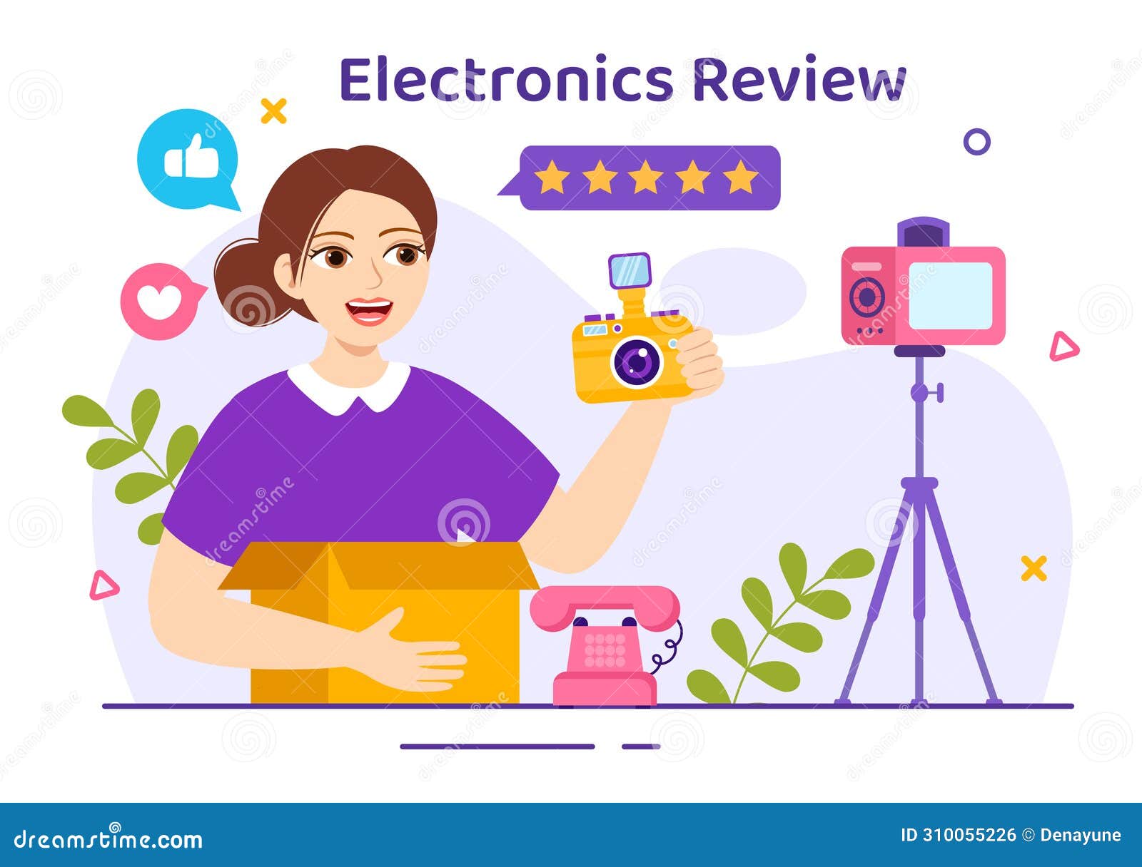 Electronics Review Vector Illustration with Customer Rating Quality of Service or Application ...