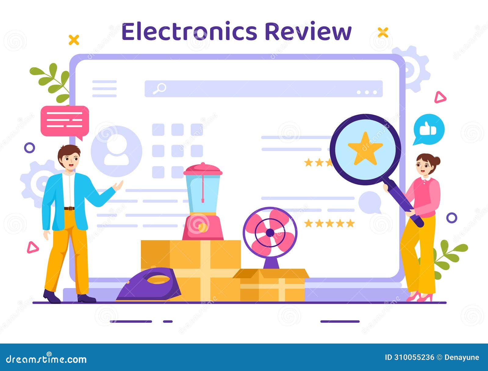 Electronics Review Vector Illustration with Customer Rating Quality of ...