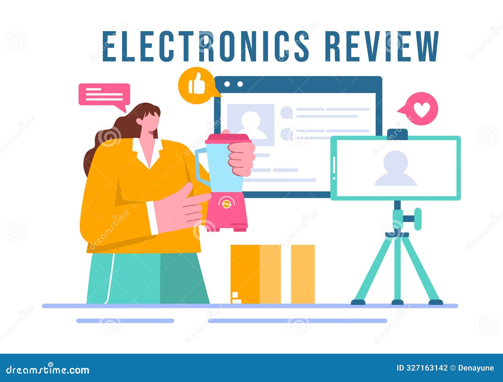 Electronics Review Vector Illustration with Customer Ratings on Quality ...