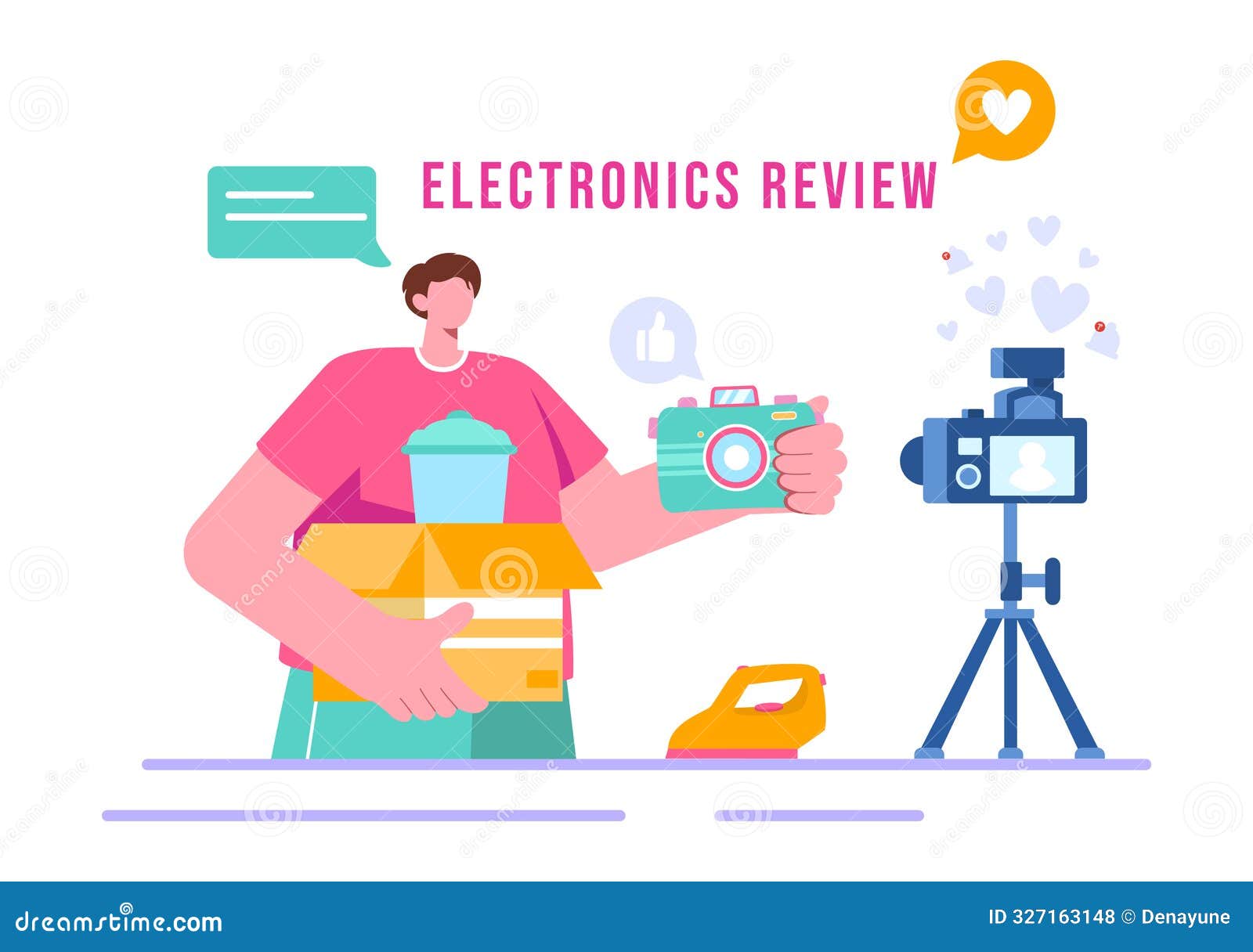 Electronics Review Vector Illustration with Customer Ratings on Quality ...