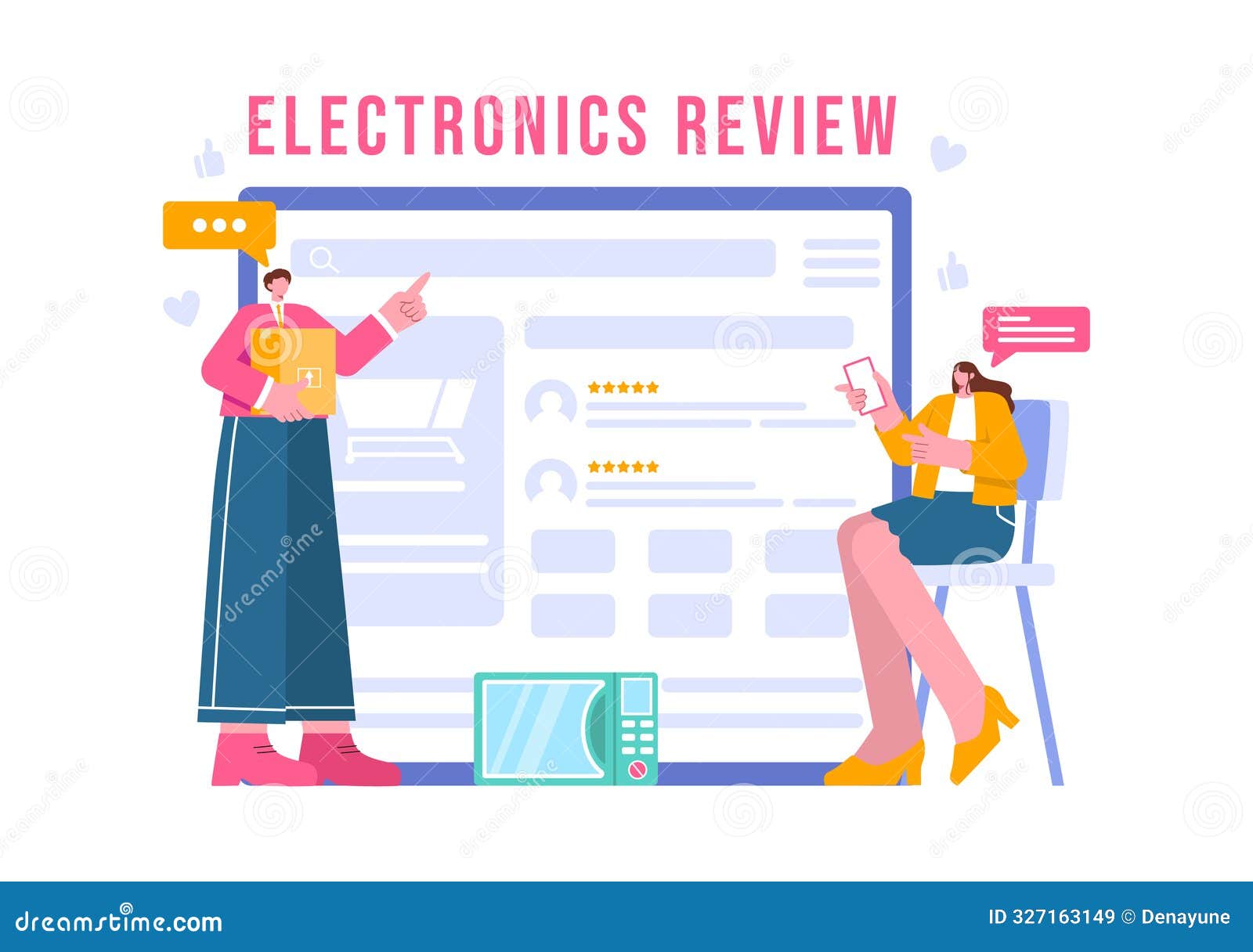 Electronics Review Vector Illustration with Customer Ratings on Quality ...