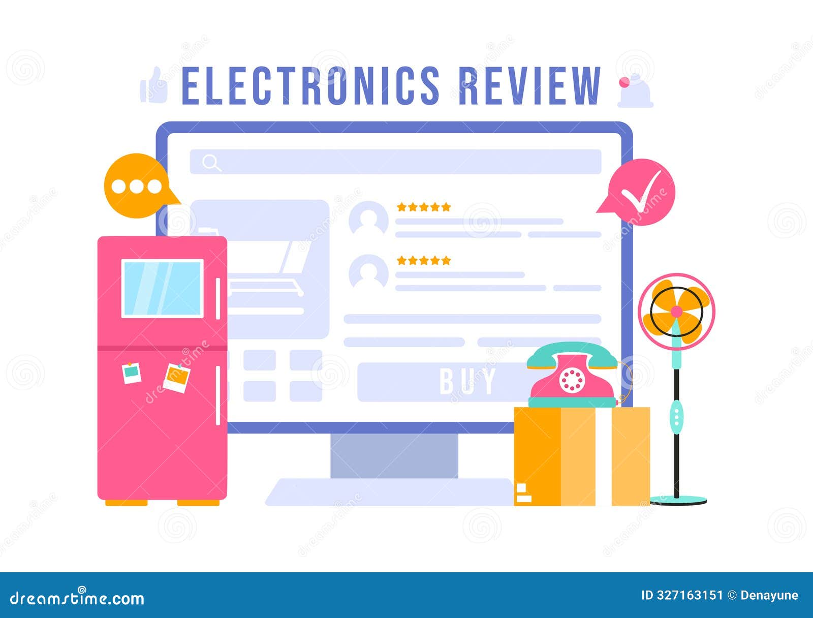 Electronics Review Vector Illustration with Customer Ratings on Quality ...